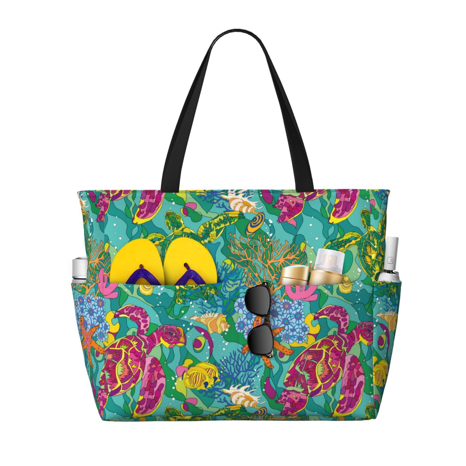 Rocae Turtles for Large Women's Waterproof Beach Bag Tote with 7 ...