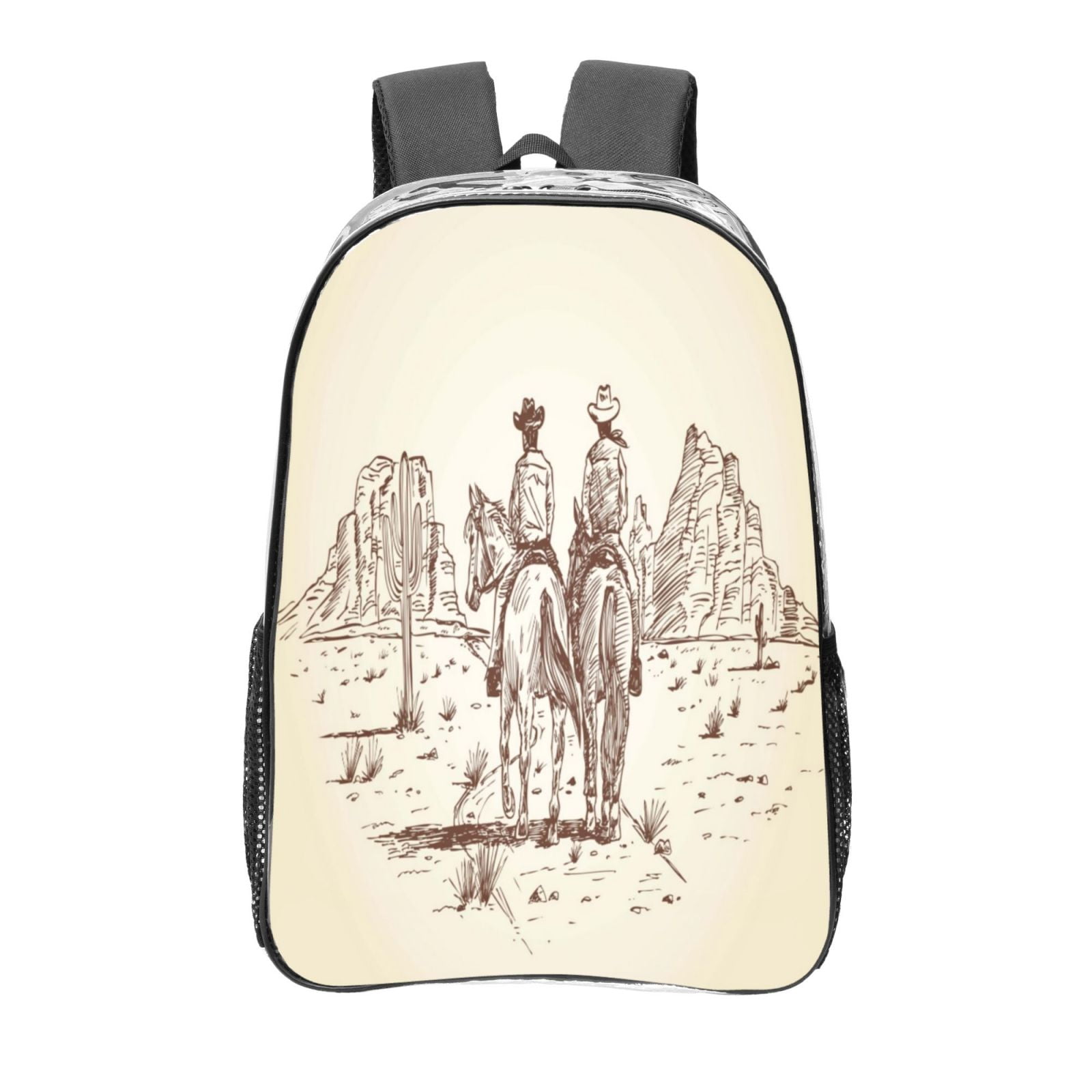 Rocae Two Cowboys Riding Horses In The Desert for 16inch Clear Backpack ...