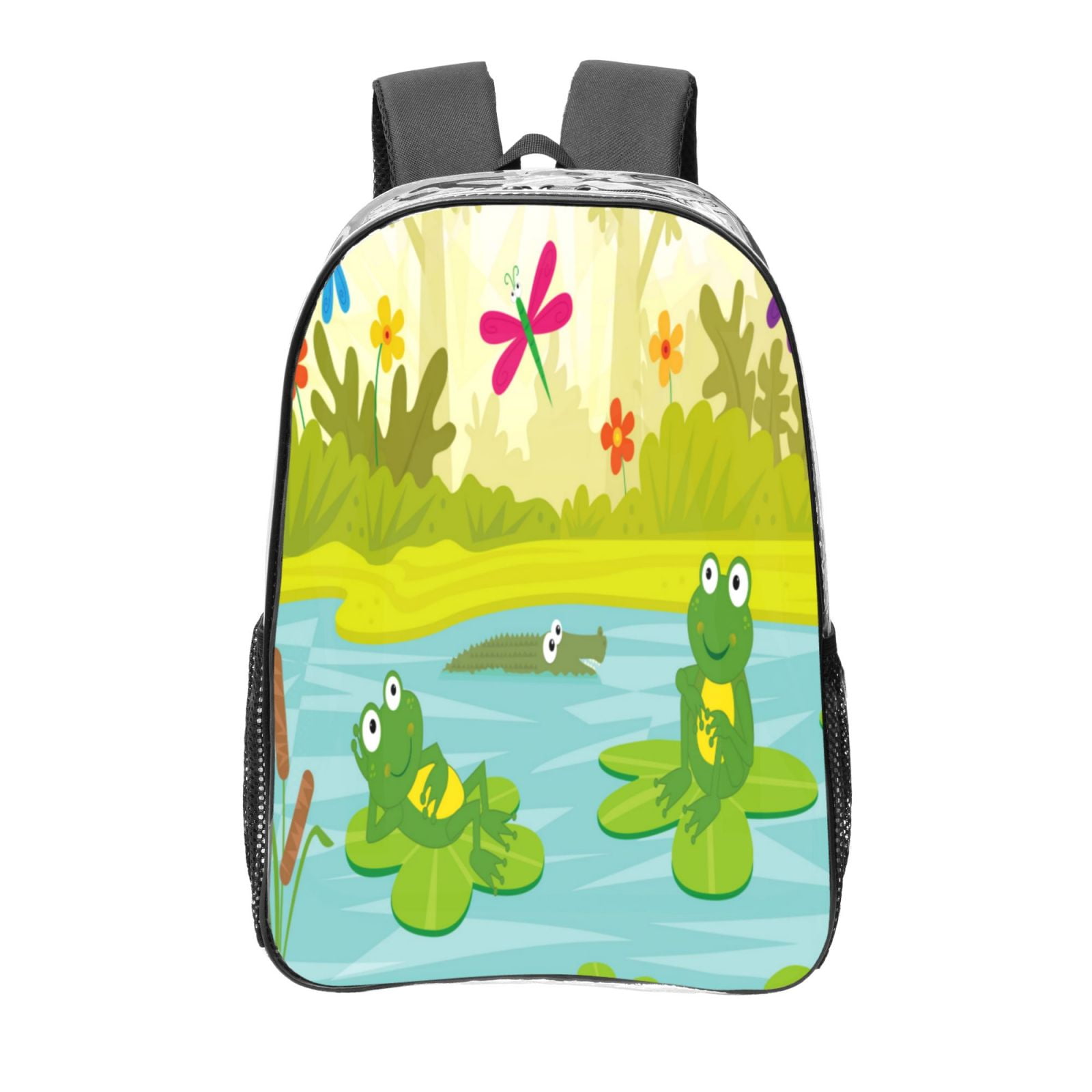 Rocae Two Frogs Are Sitting On Water Lilies for 16inch Clear Backpack ...