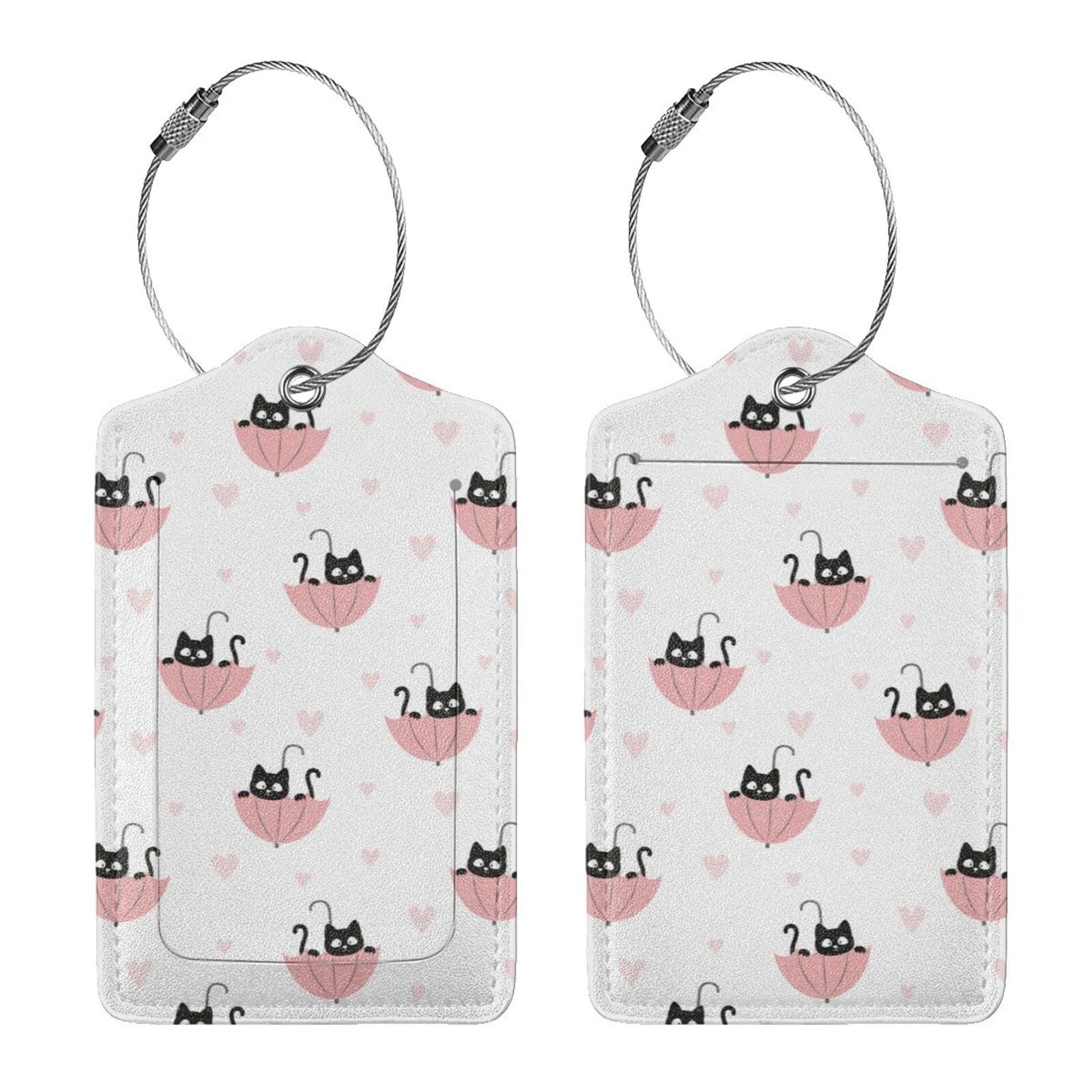 Rocae Umbrella Cat for Leather Luggage Baggage Tags ID Label Privacy ...