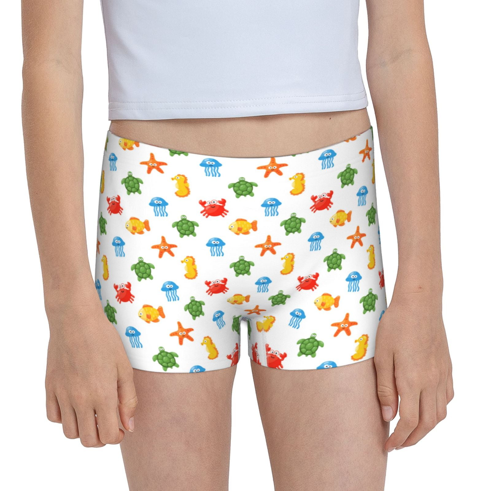 Rocae Undersea Animals for Girls' Cotton Boxer Briefs, Soft Mid-rise ...
