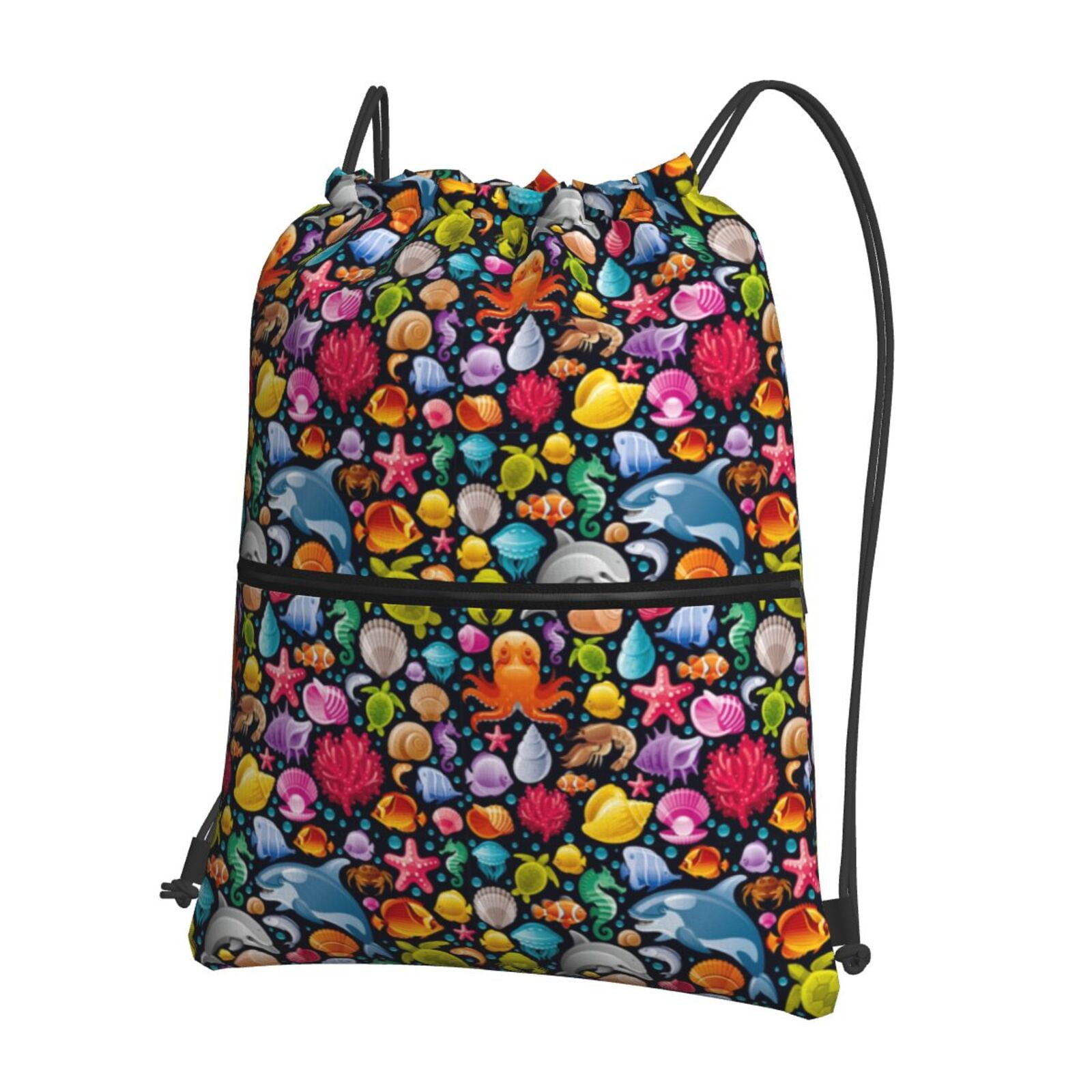 Rocae Underwater Diving Animals for Drawstring zipper Backpack Gym ...