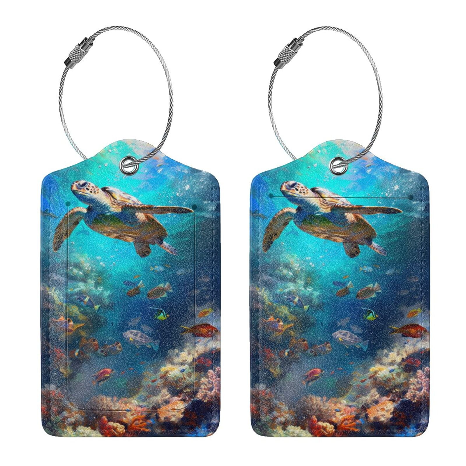 Rocae Underwater Fish Turtle for Leather Luggage Baggage Tags ID Label ...