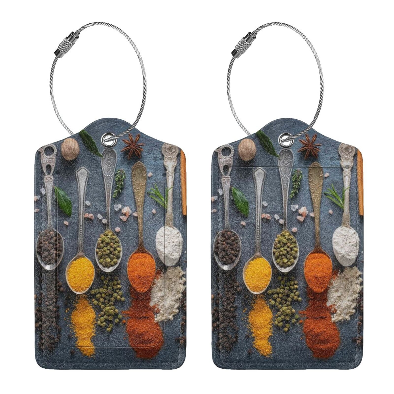 Rocae Various Herbs And Spices In Spoons for Leather Luggage Baggage ...