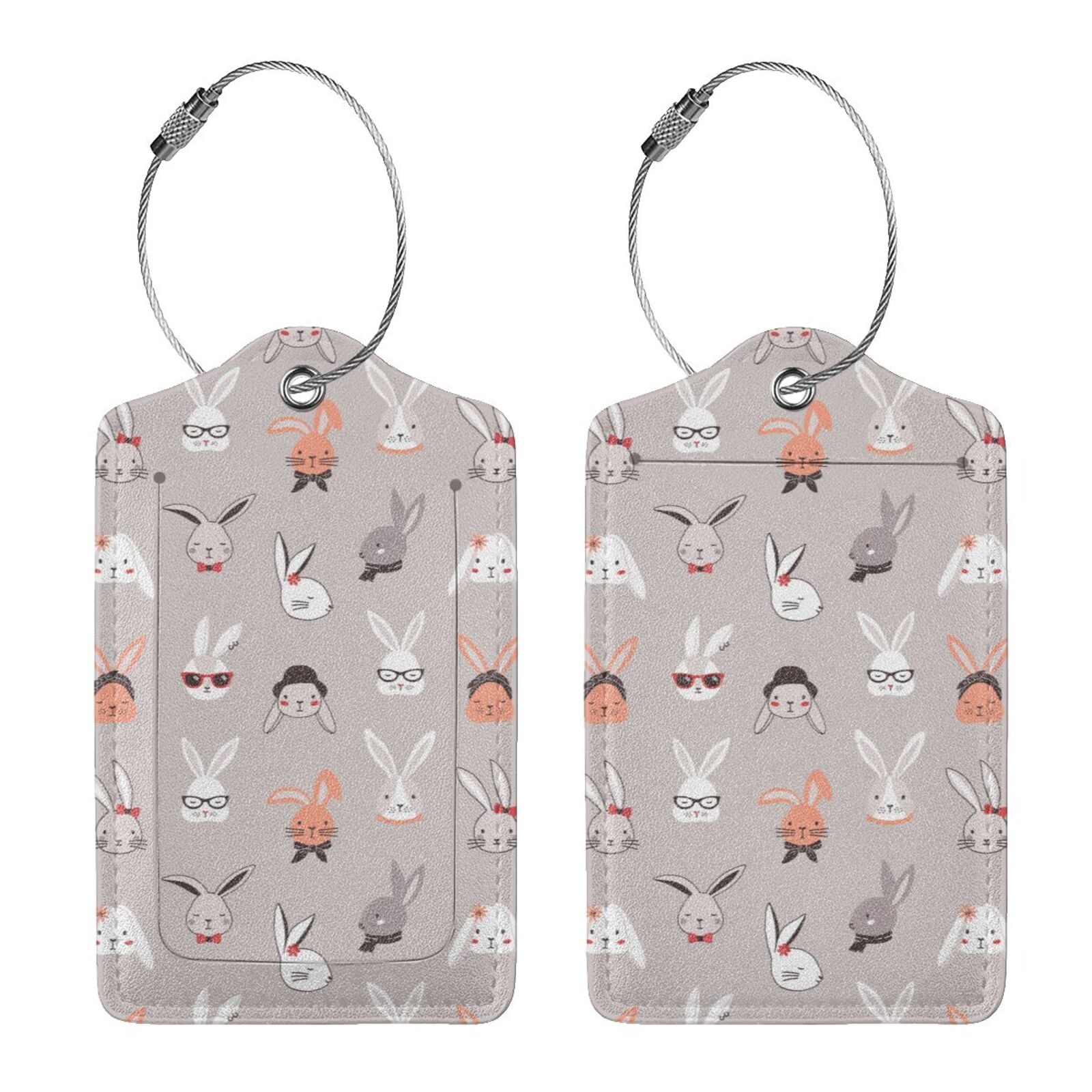 Rocae Various Rabbits for Leather Luggage Baggage Tags ID Label Privacy ...