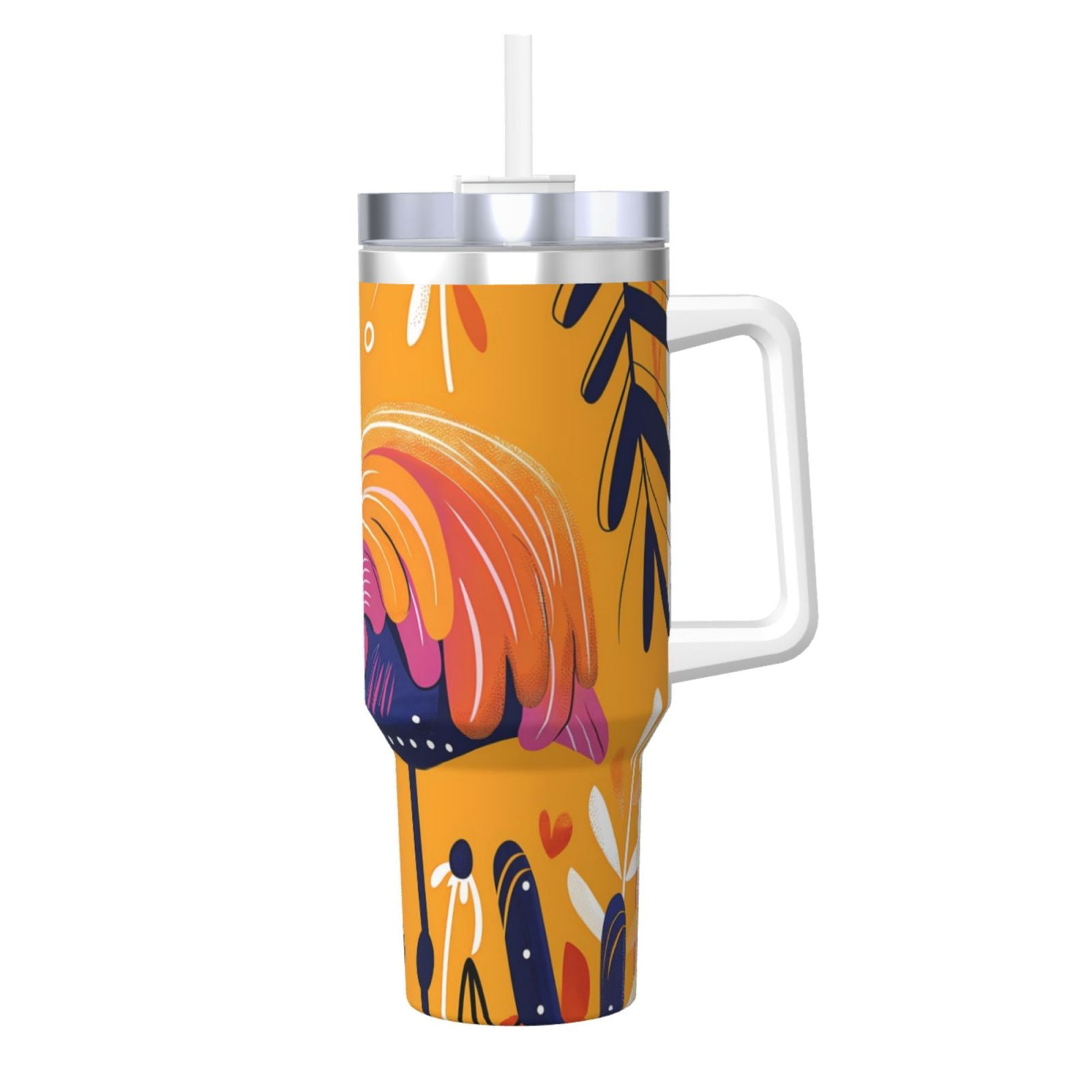 Rocae Vibrant Flamingo Illustration for 40OZ Ice Bully With Handle ...