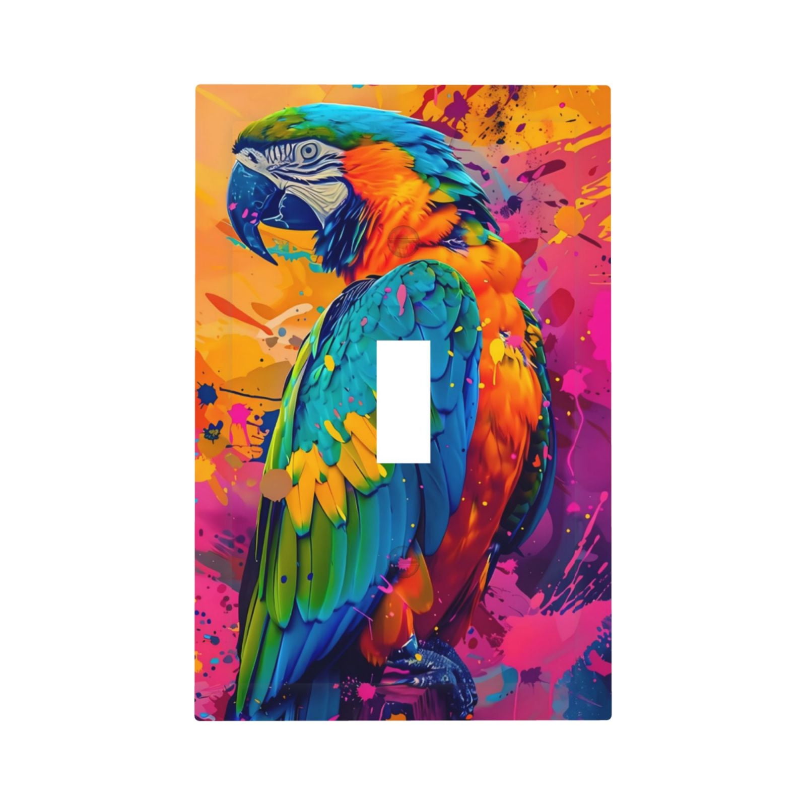Rocae Vibrant Parrot Splash Art for Decorator Light Switch or ...