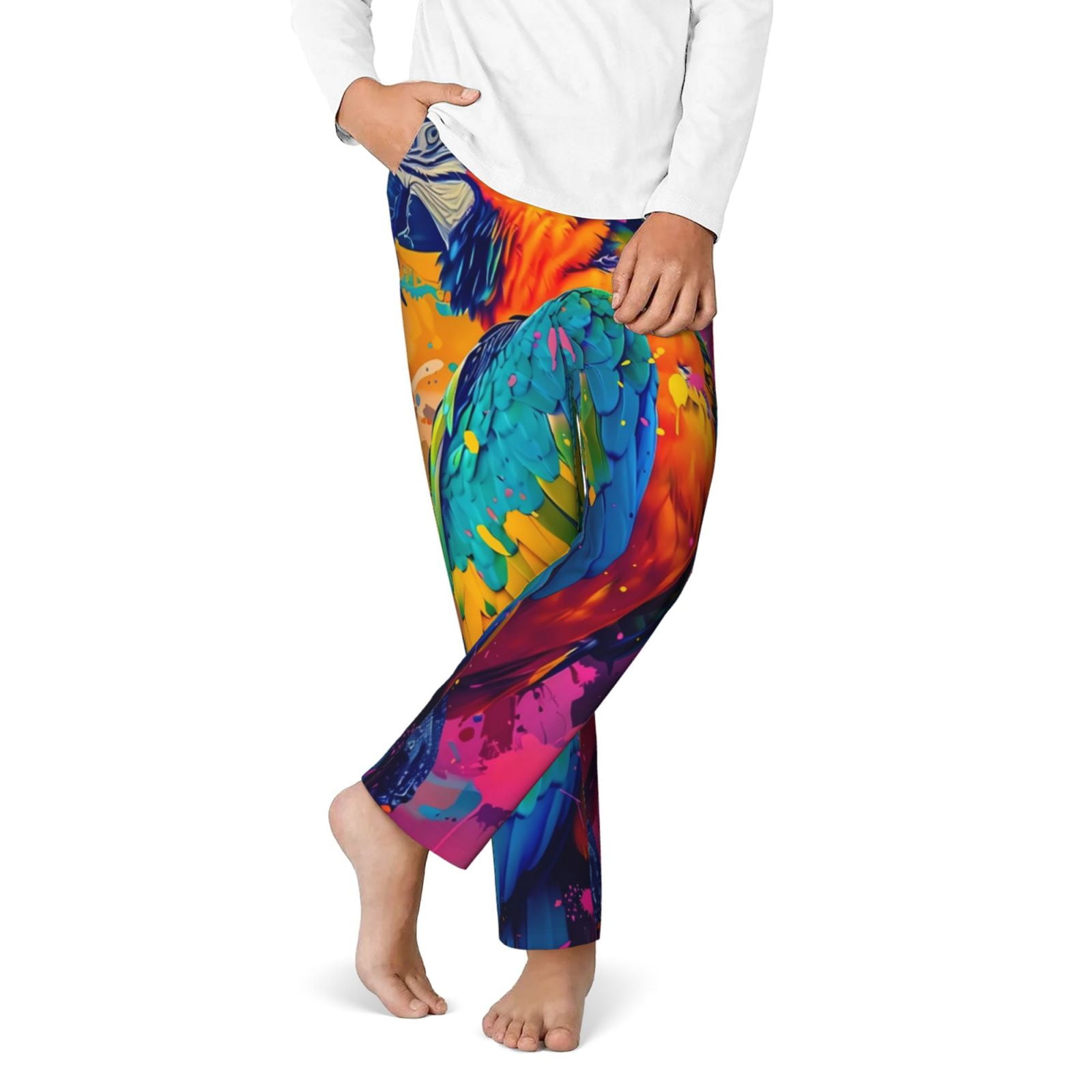 Rocae Vibrant Parrot Splash Art for Teenagers' Pajama Pants,Girls ...