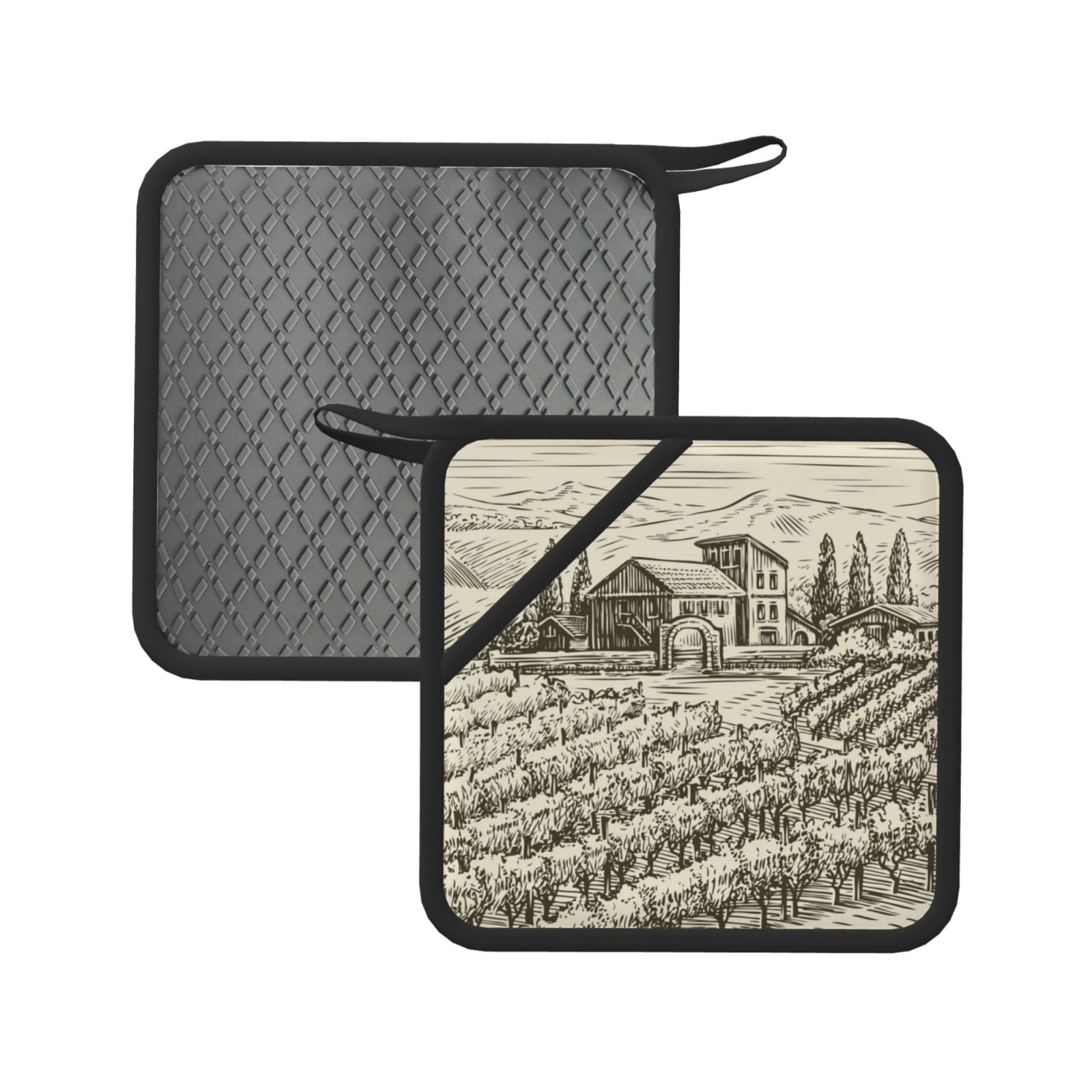 Rocae Vineyard Landscape for Square Silicone Anti-scalding Mat Trivet ...