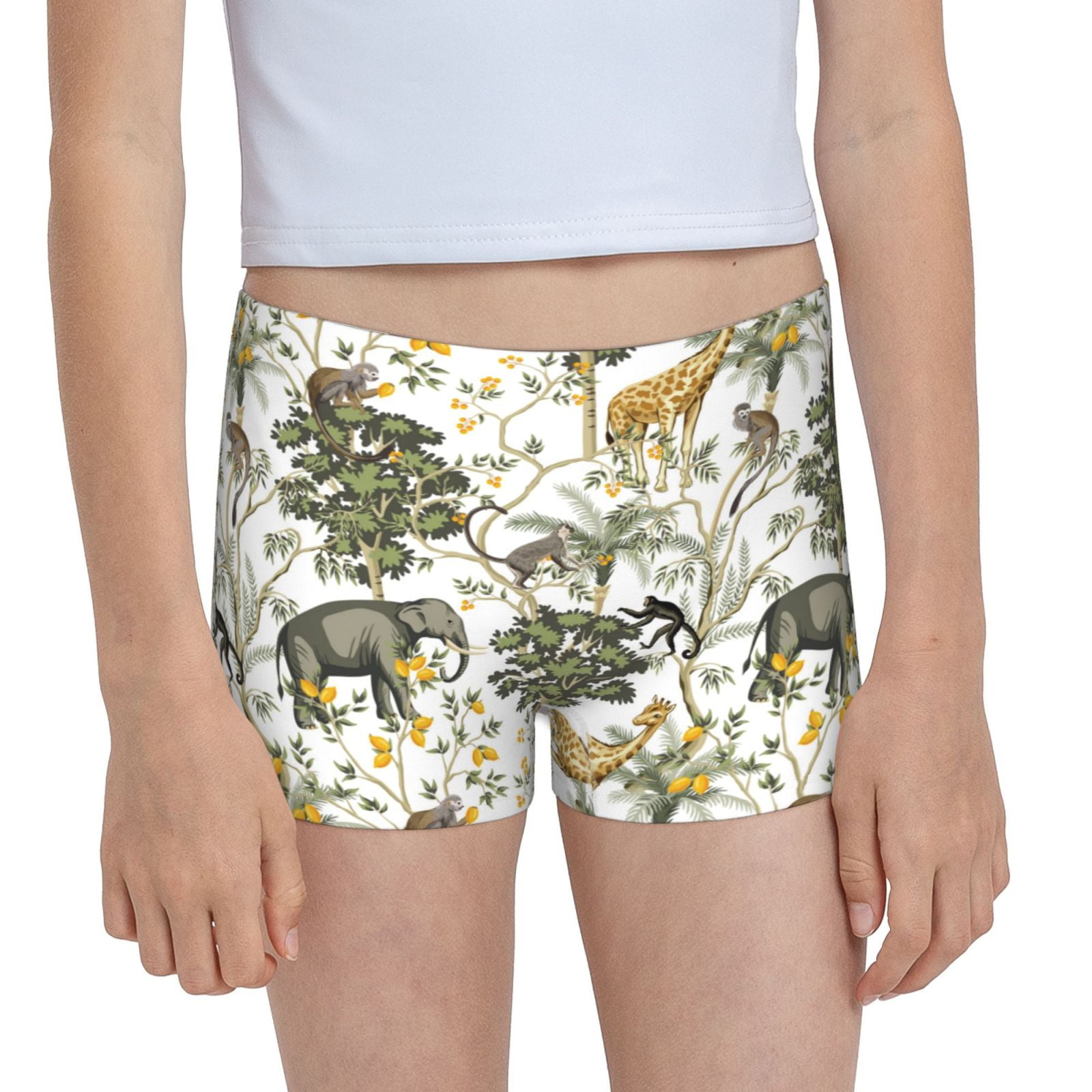 Rocae Vintage Animals Palm Tree for Girls' Cotton Boxer Briefs, Soft ...