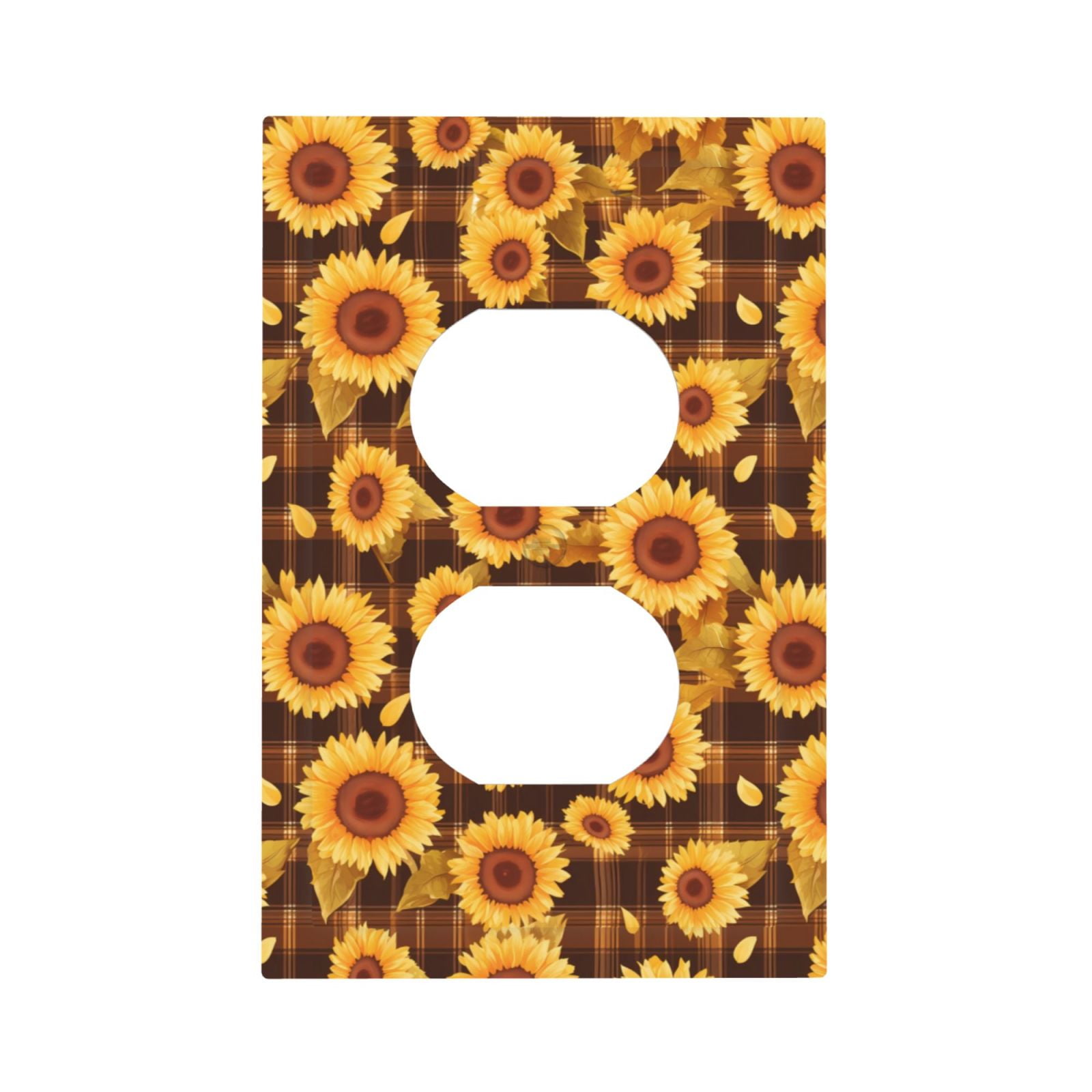 Rocae Vintage Brown Plaid Sunflower for Decorator Light Switch or Receptacle Outlet Wall Plate ...