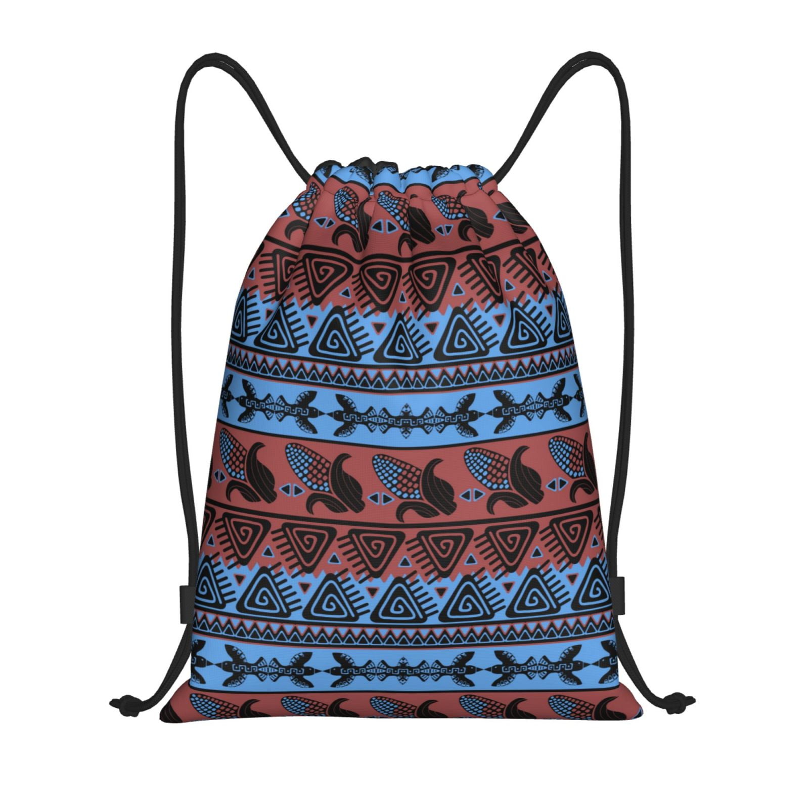 Rocae Vintage Corn Pattern in Red Blue for Gym Bag Drawstring Bags Gym Backpack for Gym, Travel ...