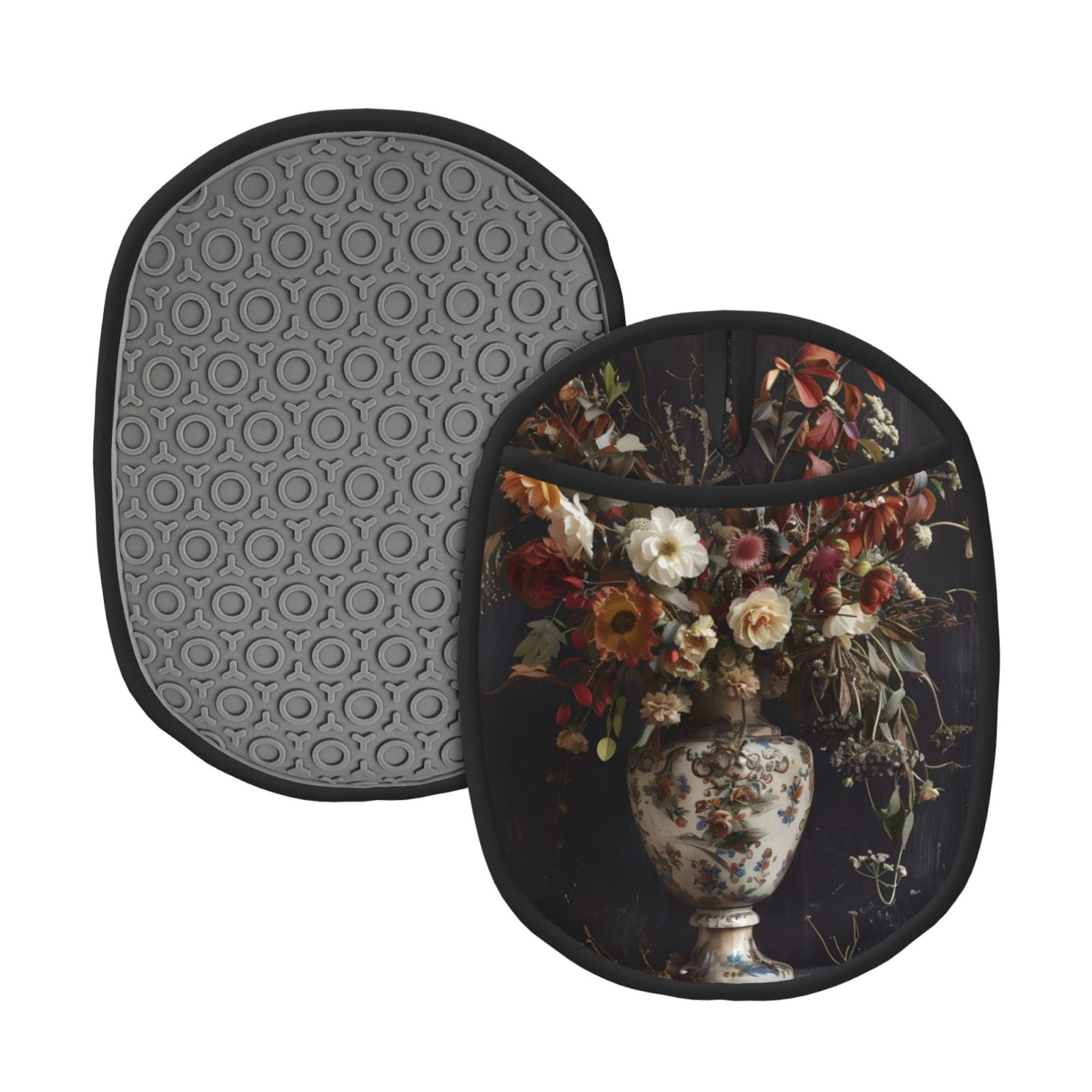 Rocae Vintage Floral Vase A for Silicone Pot Holders, Oven Mitts Heat ...