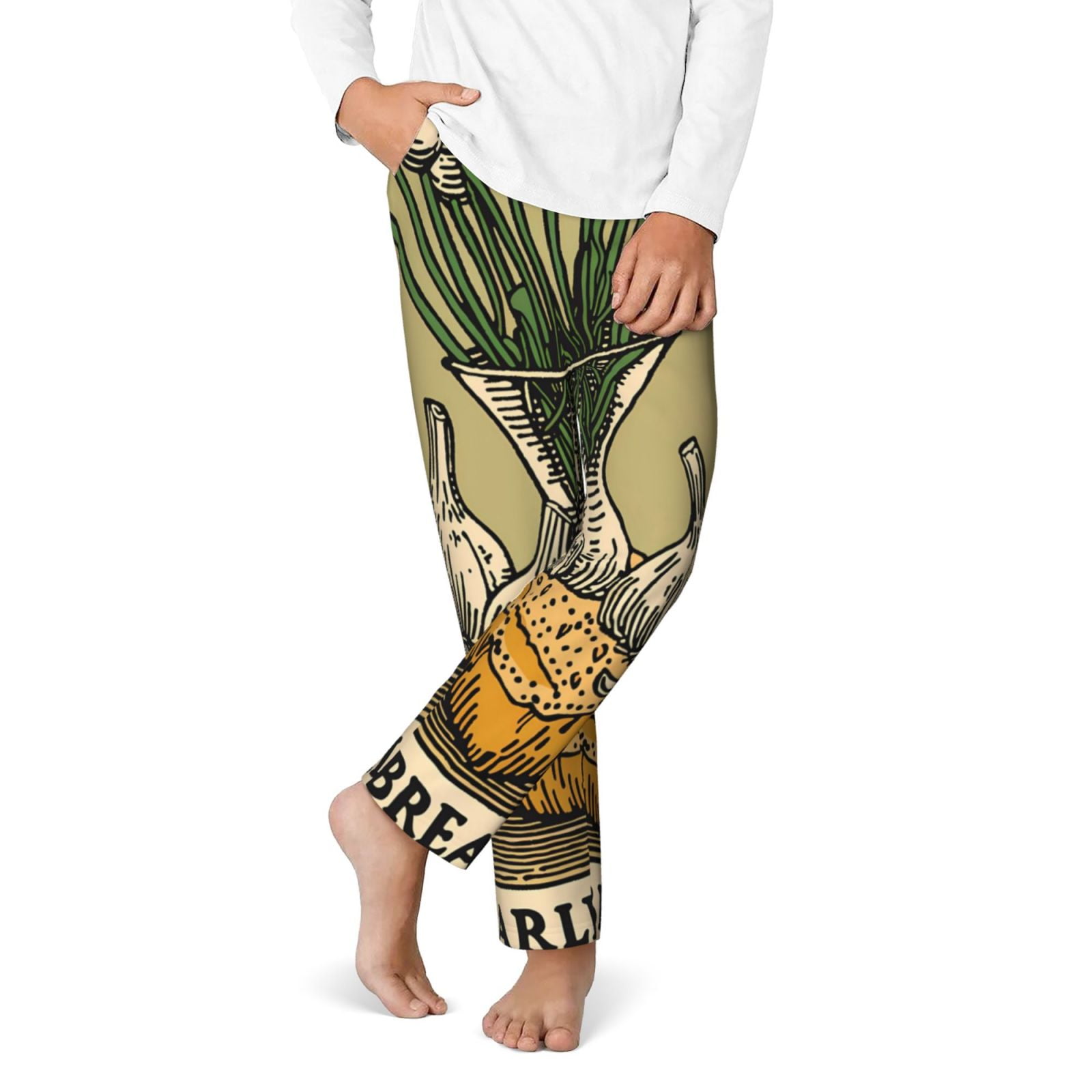 Rocae Vintage Garlic Bread Illustration for Teenagers' Pajama Pants ...
