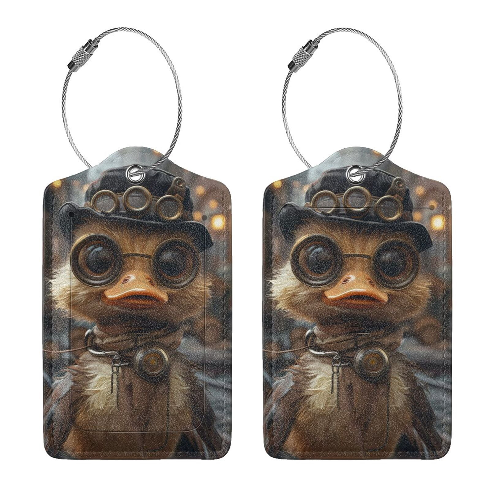 Rocae Vintage Gentleman Duck for Leather Luggage Baggage Tags ID Label ...
