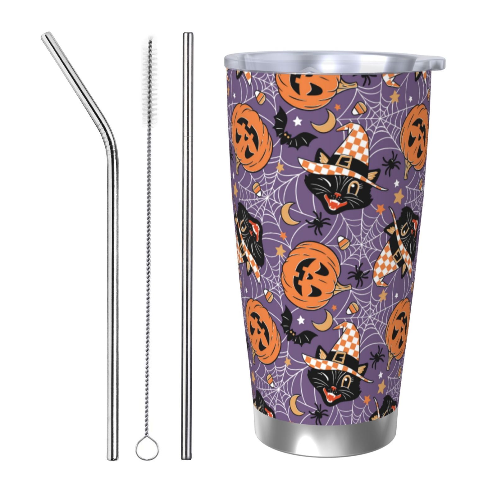 Rocae Vintage Halloween Black Cat for 20 Ounces Stainless Steel Insulted Tumbler Car Cup Drink ...