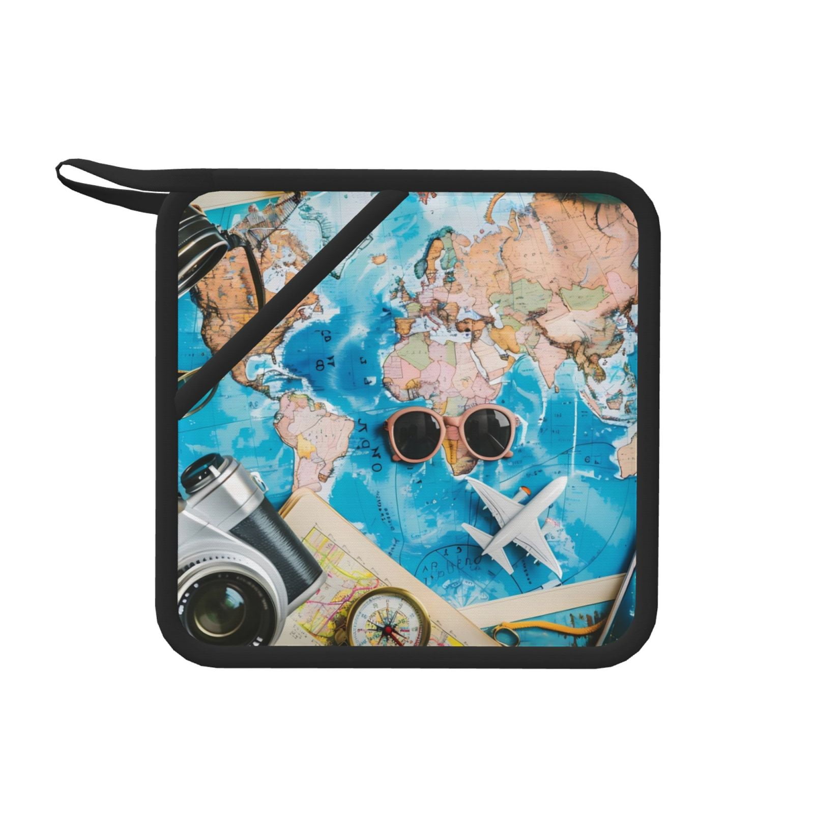 Rocae Vintage Map Travel Essentials for Square Silicone Anti-scalding ...