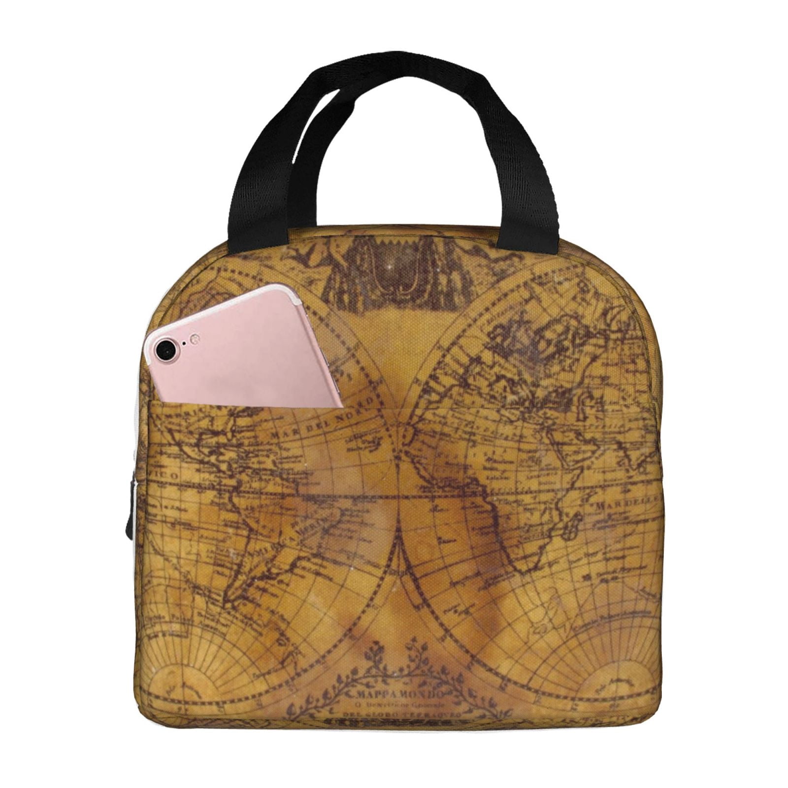 Rocae Vintage Map for Insulated Lunch Bag for Women Men,Large Lunch Box ...