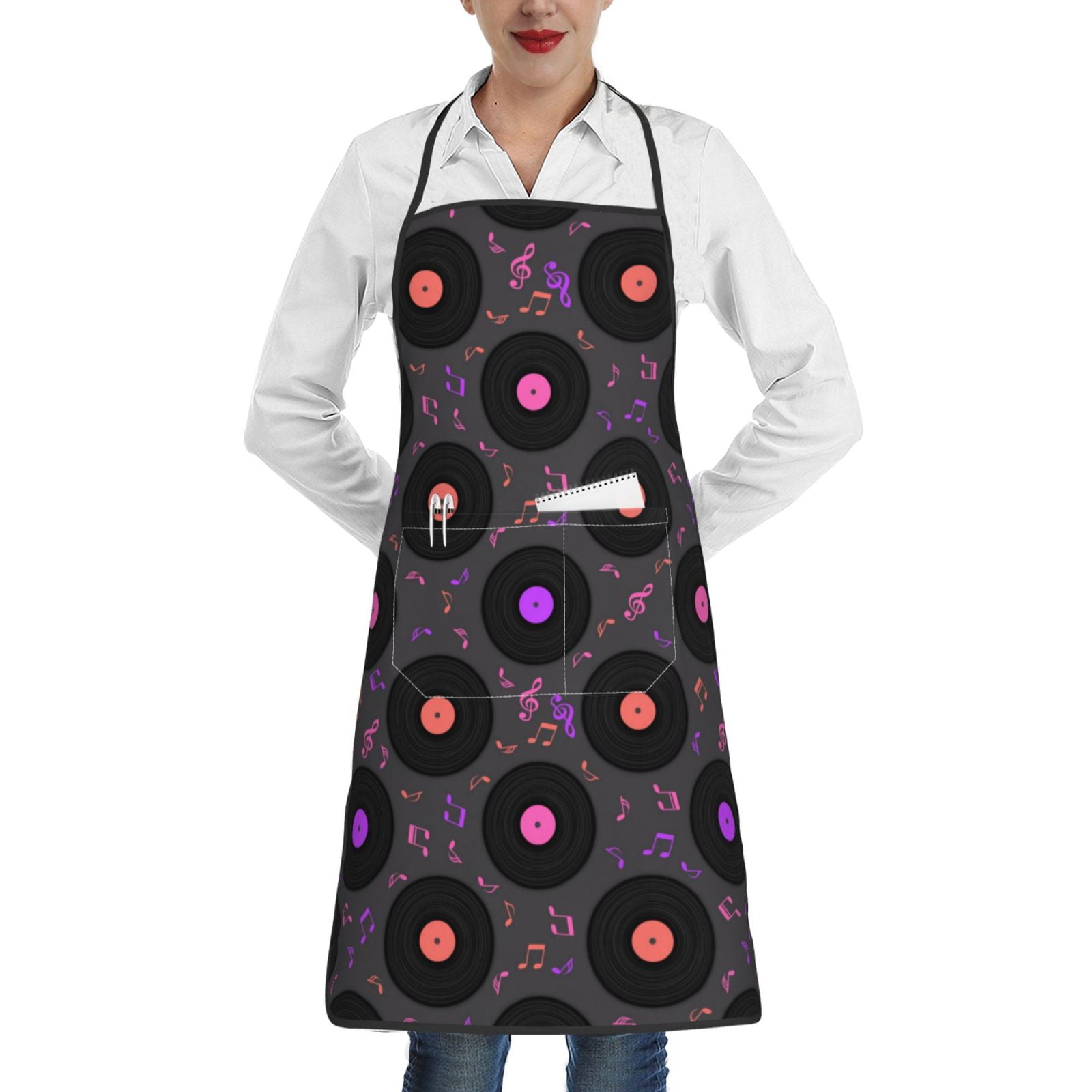 Rocae Vinyl Records Musical Notes for Kitchen Aprons for Women ...