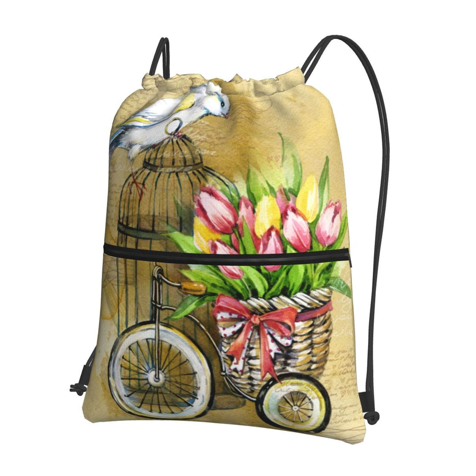 Rocae Watercolor Canary Bird for Drawstring zipper Backpack Gym ...