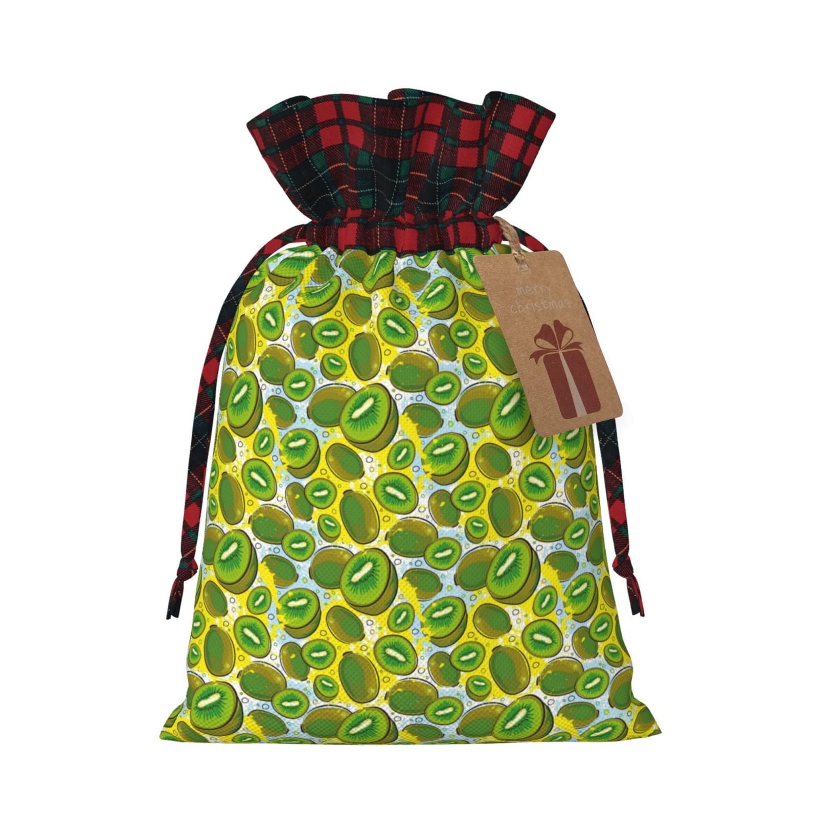 Rocae Watercolor Kiwi Fruits Summer Print Christmas Drawstring Linen ...