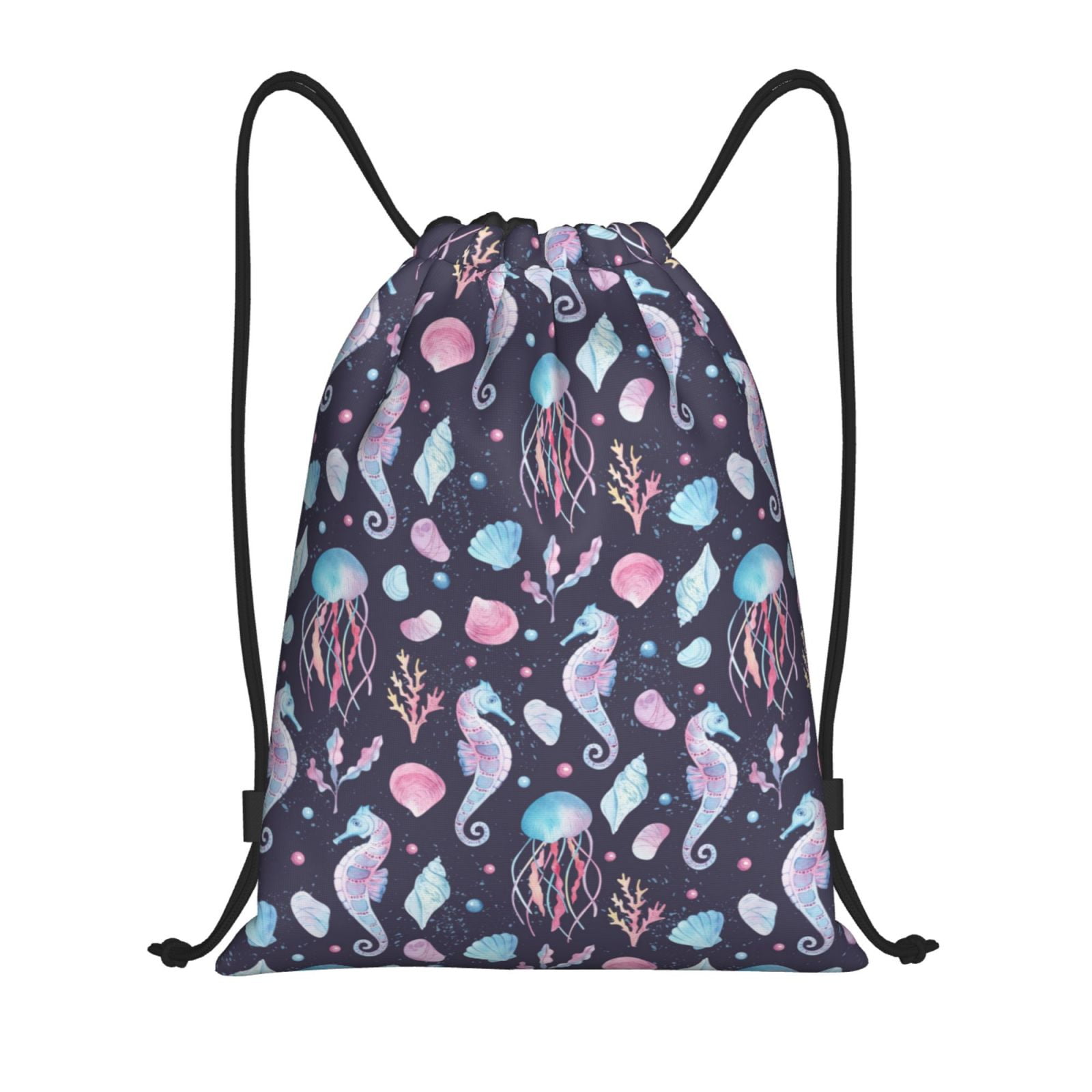 Rocae Watercolor Marine Animals for Gym Bag Drawstring Bags Gym ...