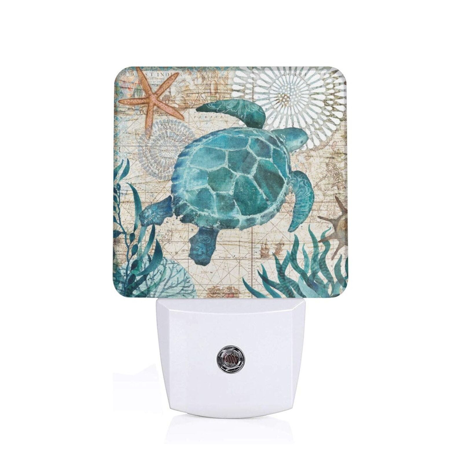 Rocae Watercolor Sea Turtle for 0.5W Plug in Night Light, Dusk to Dawn ...