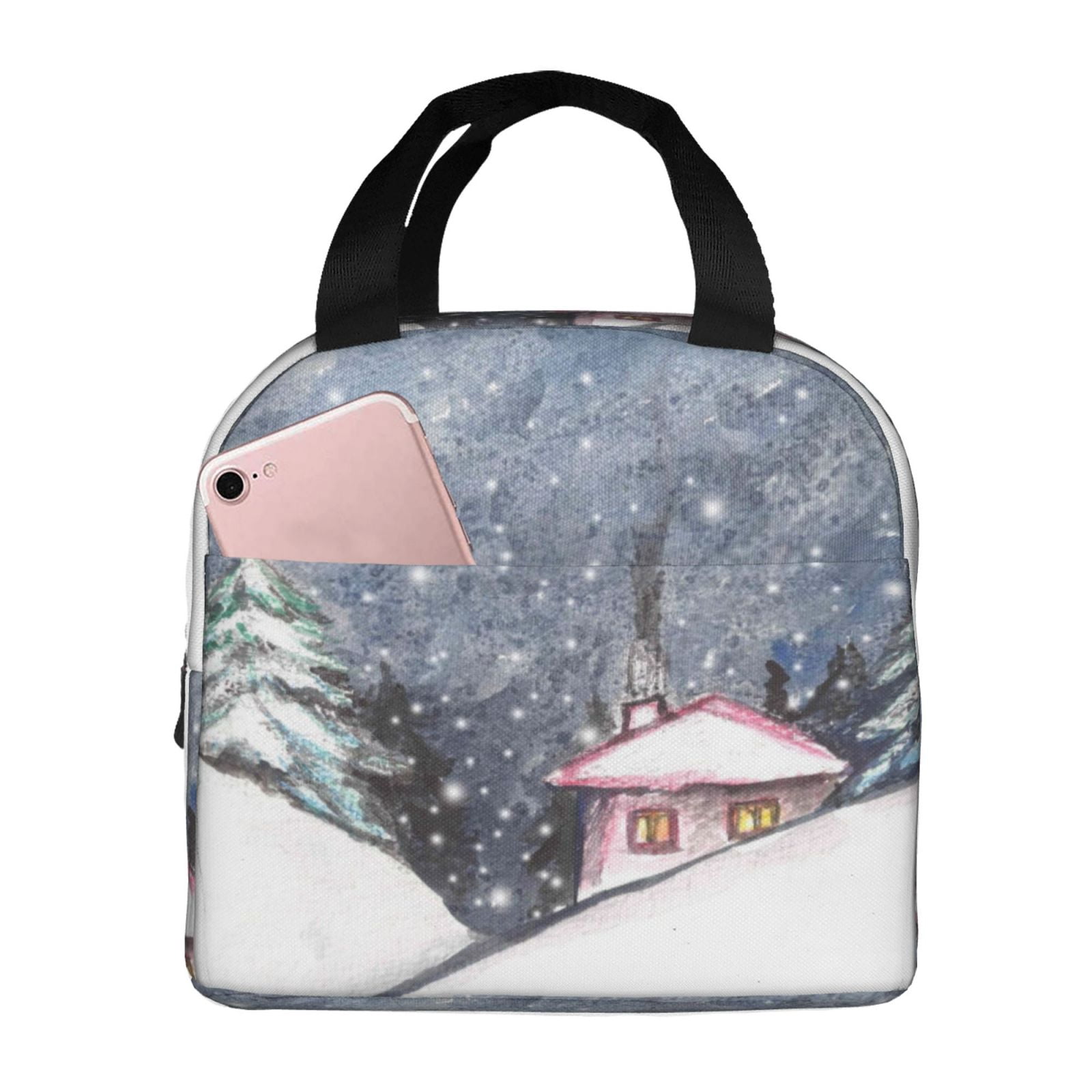 Rocae Watercolor Winter Landscape For Christmas for Insulated Lunch Bag ...