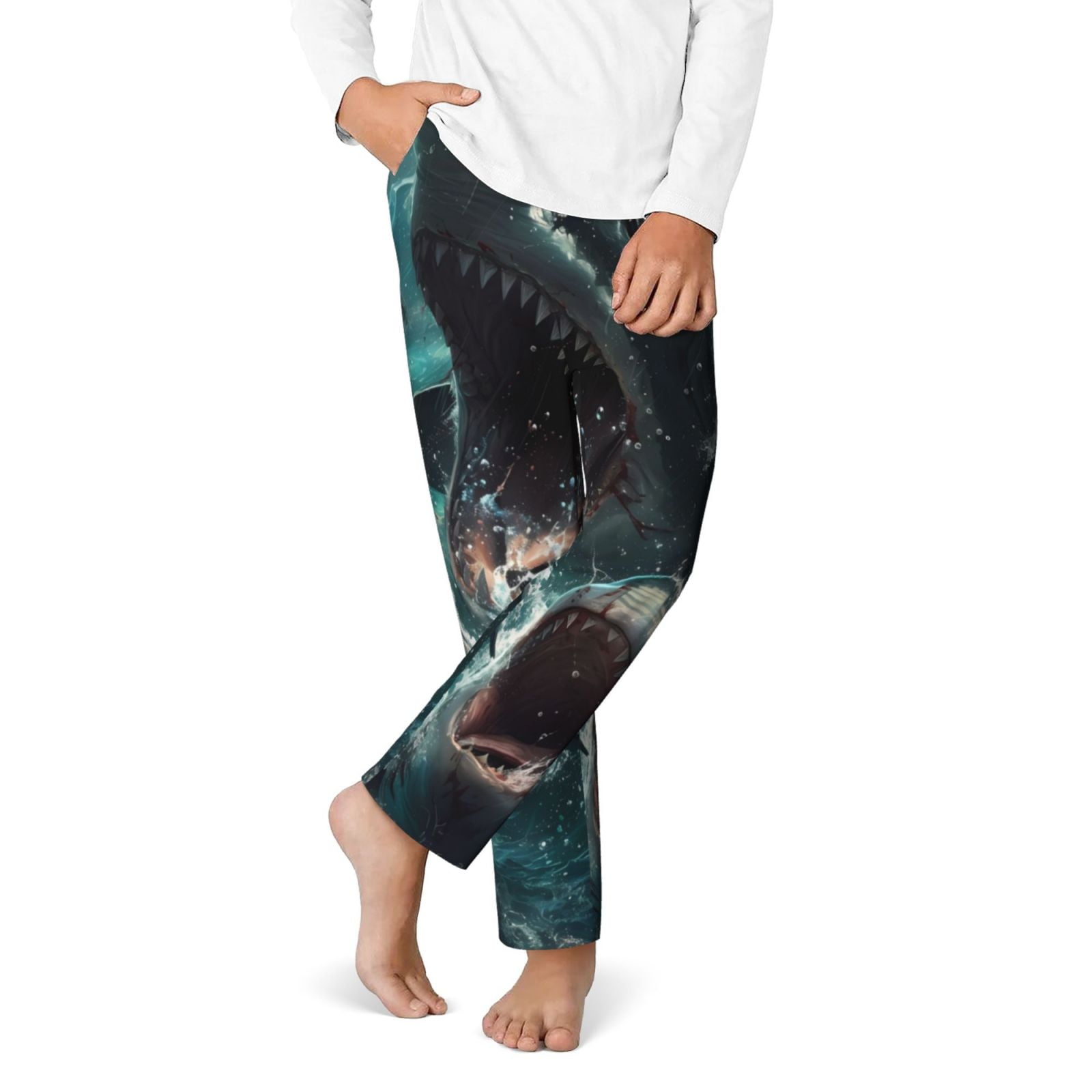 Rocae Wave Ocean Animal Shark for Teenagers' Pajama Pants,Girls lounge ...
