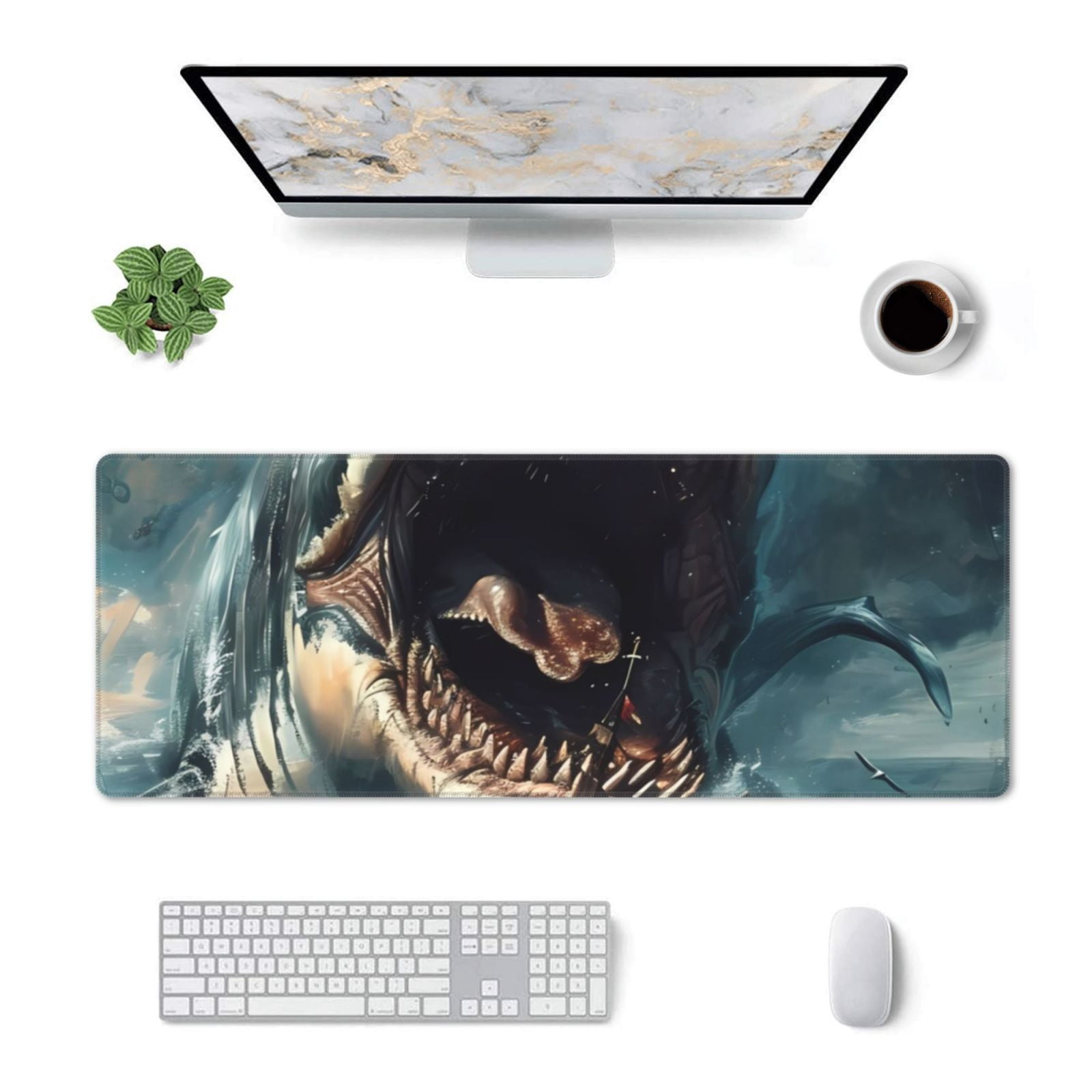 Rocae Wave Sailboat Shark for Gaming Mouse Pad, Mouse Pad Large, Office ...