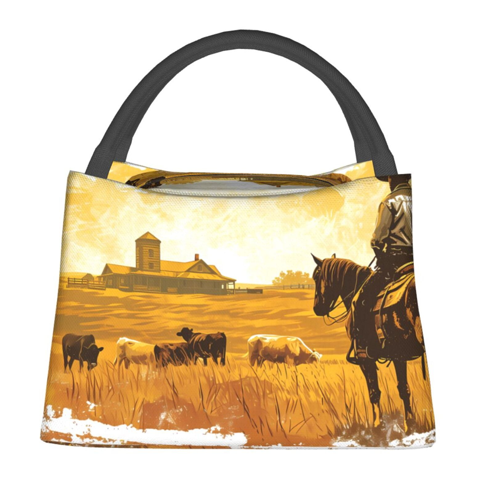 Rocae Western Cowboy Ranch for Insulated Lunch Bag for Women Men,Large ...