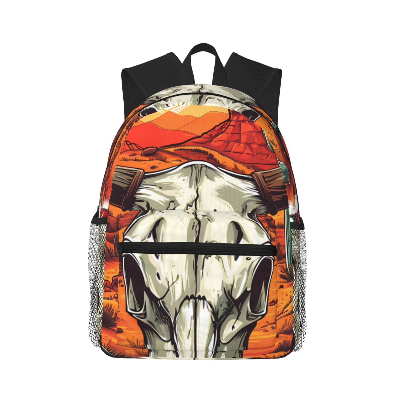 Rocae Western Desert Cactus Ram Skull for Lightweight Casual Backpack ...