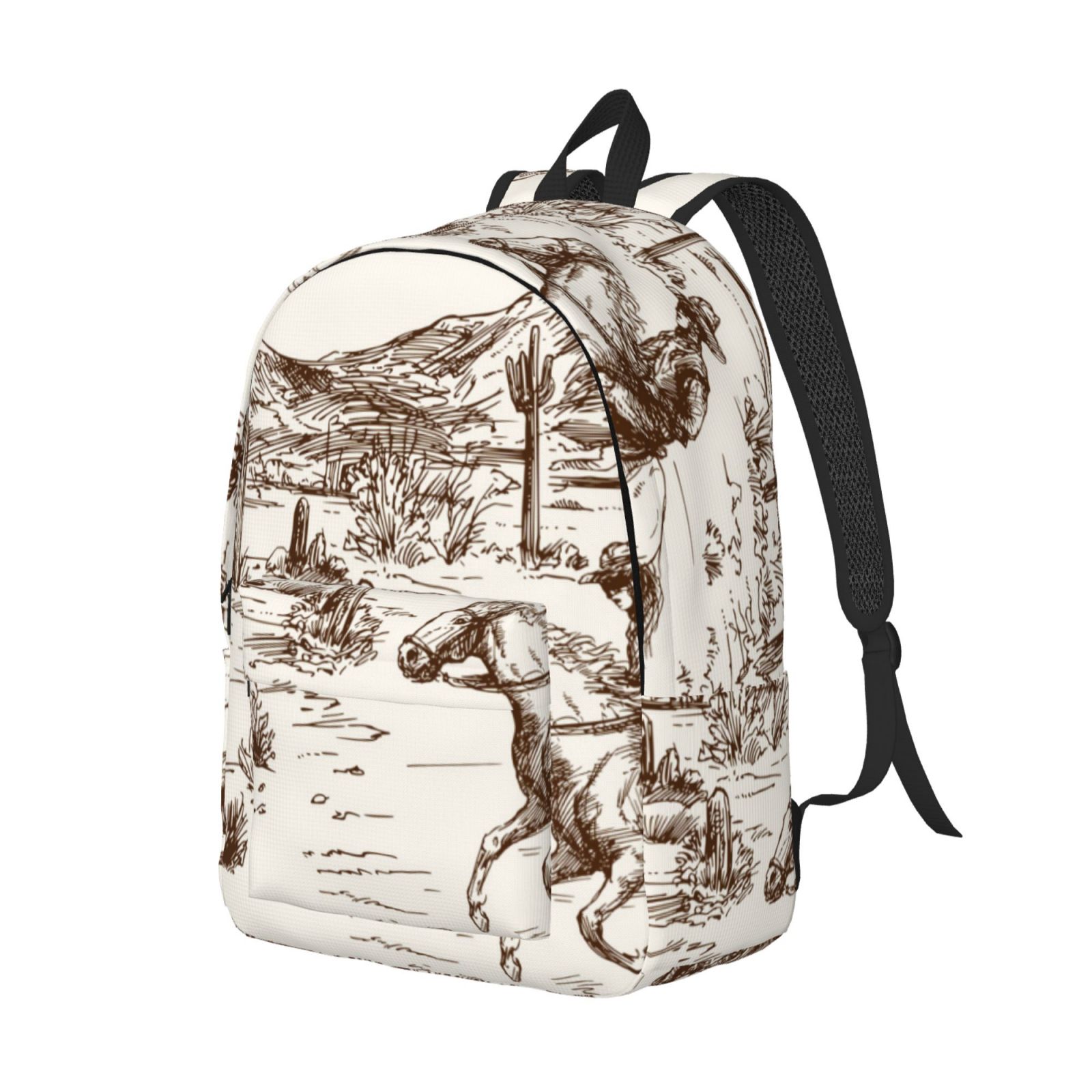 Rocae Western Desert Cowboys3 for Durable Canvas Backpack Leisure Large ...