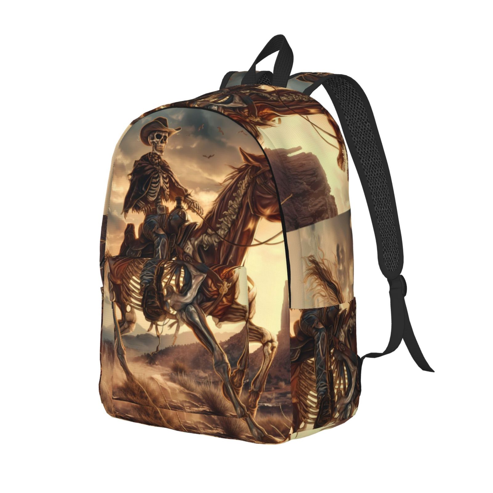 Rocae Western Skeleton Cowboy Horse for Canvas College Laptop Backpack ...