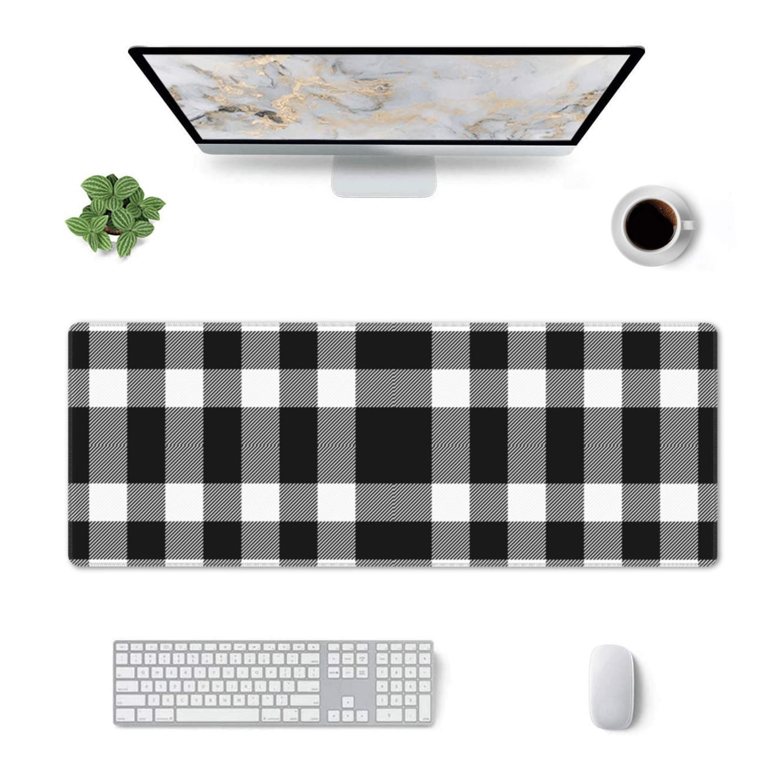 Rocae White And Black Plaid for Gaming Mouse Pad, Mouse Pad Large ...
