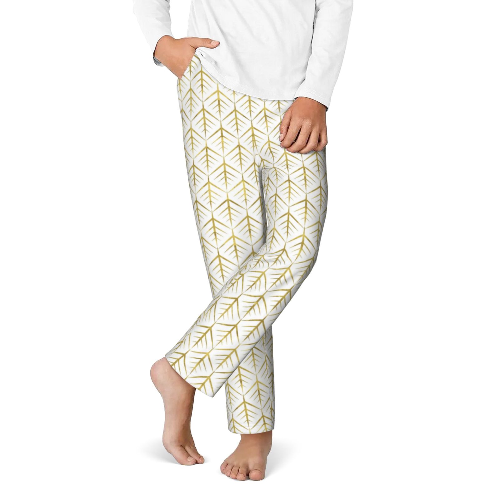 Rocae White And Gold Geometry for Teenagers' Pajama Pants,Girls lounge ...