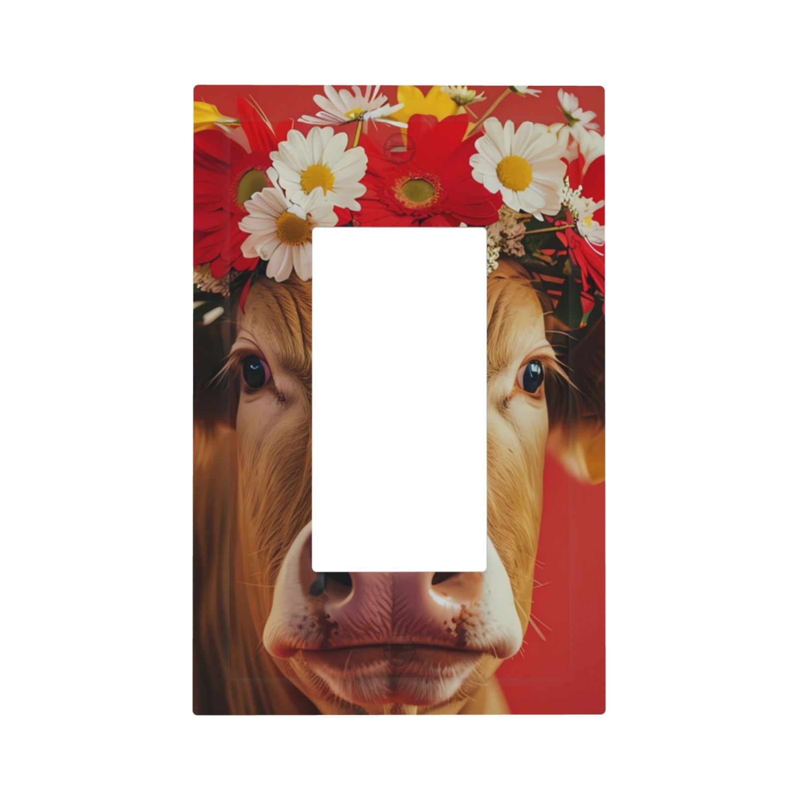Rocae White And Red Daisy Cow for Decorator Light Switch or Receptacle ...