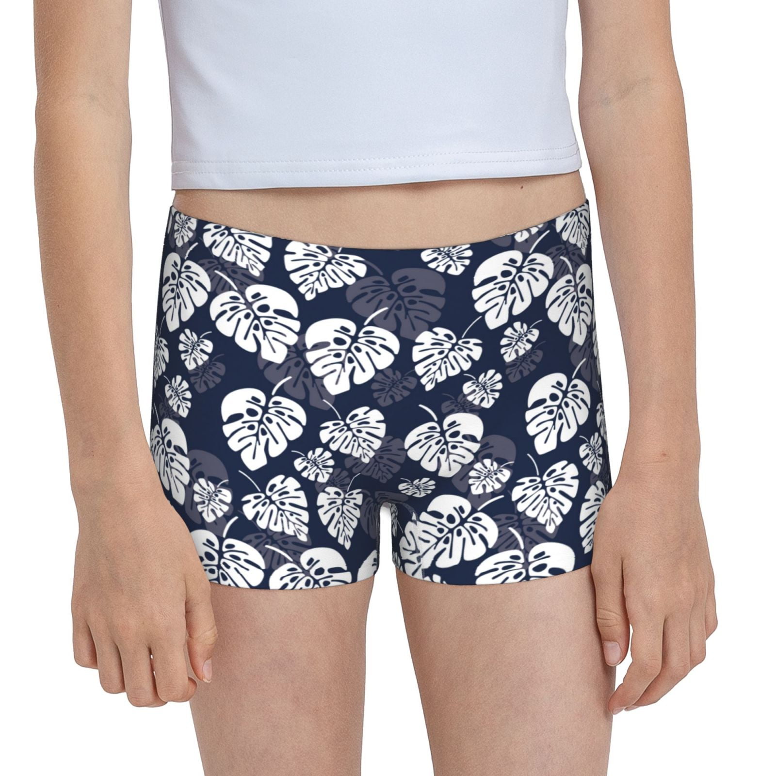 Rocae White Leaves for Girls' Cotton Boxer Briefs, Soft Mid-rise ...
