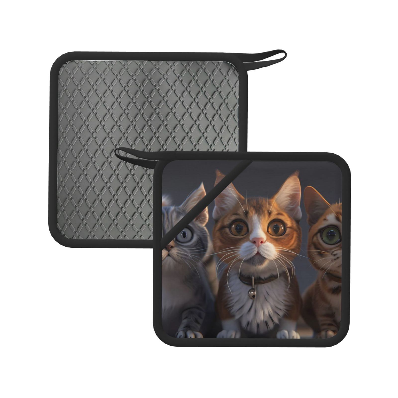 Rocae Wide Eyed Cartoon Cats for Square Silicone Anti-scalding Mat ...