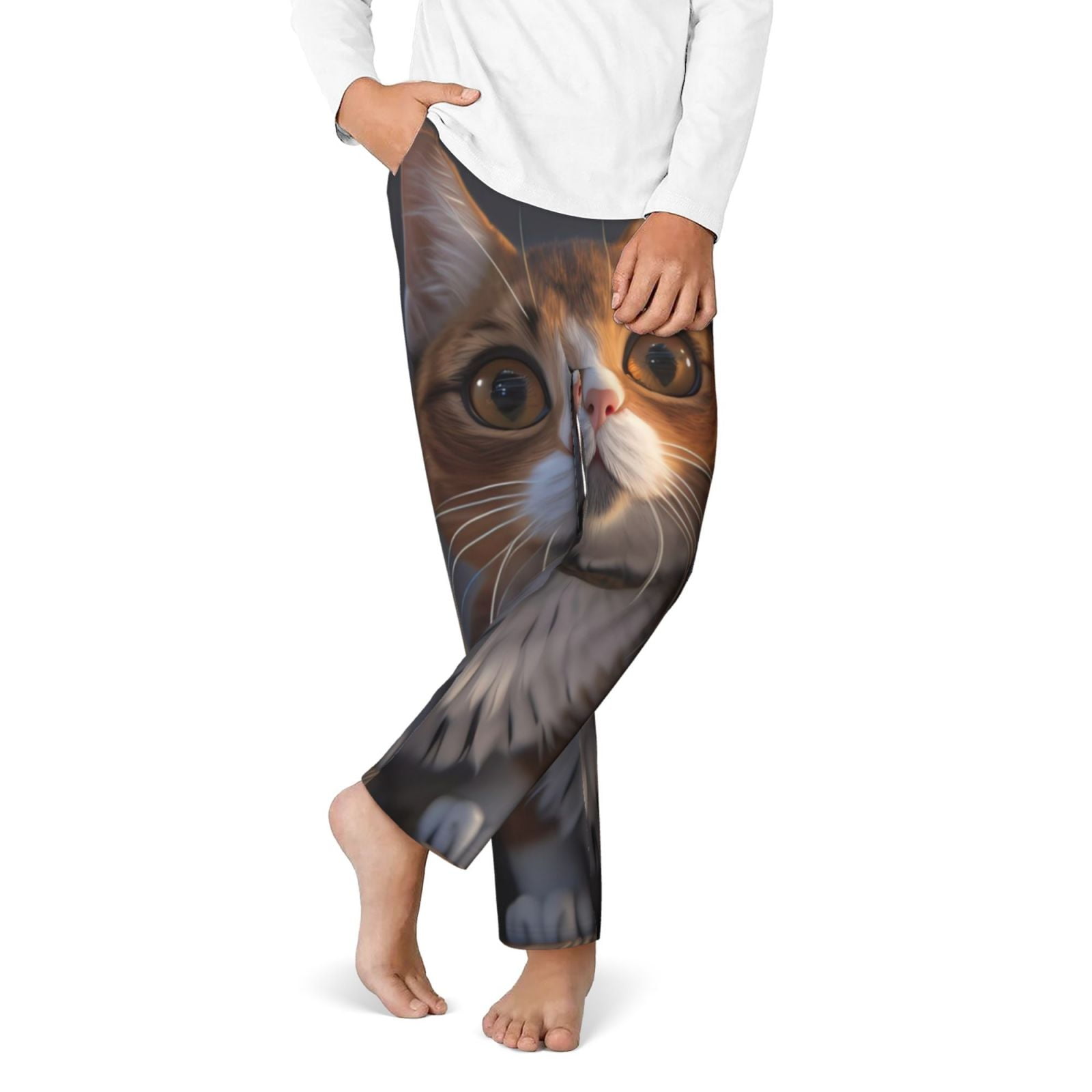 Rocae Wide Eyed Cartoon Cats for Teenagers' Pajama Pants,Girls lounge ...