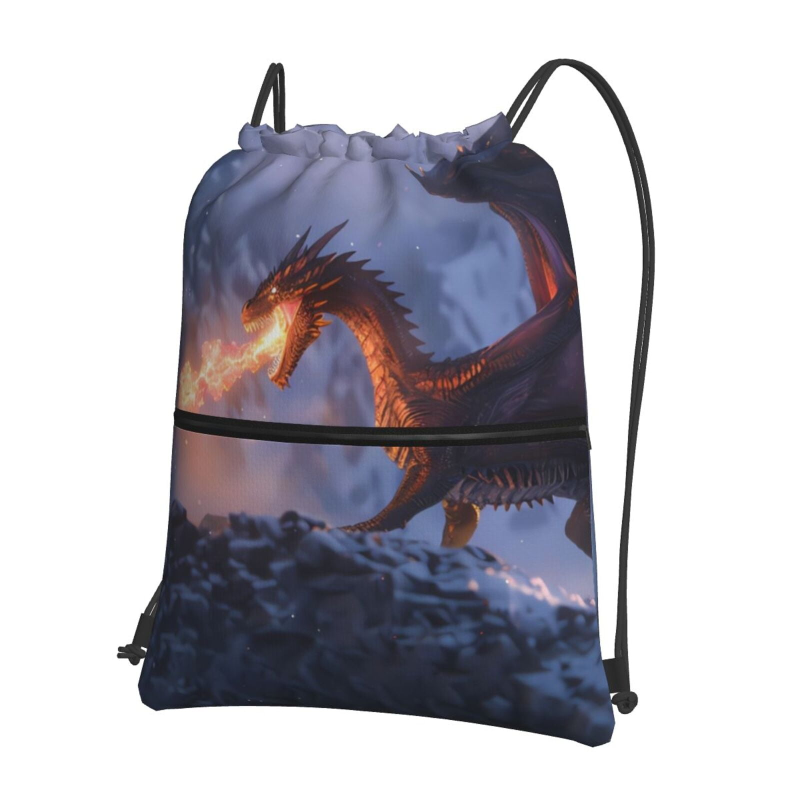 Rocae Winter Fire Dragon for Drawstring zipper Backpack Gym Backpack ...