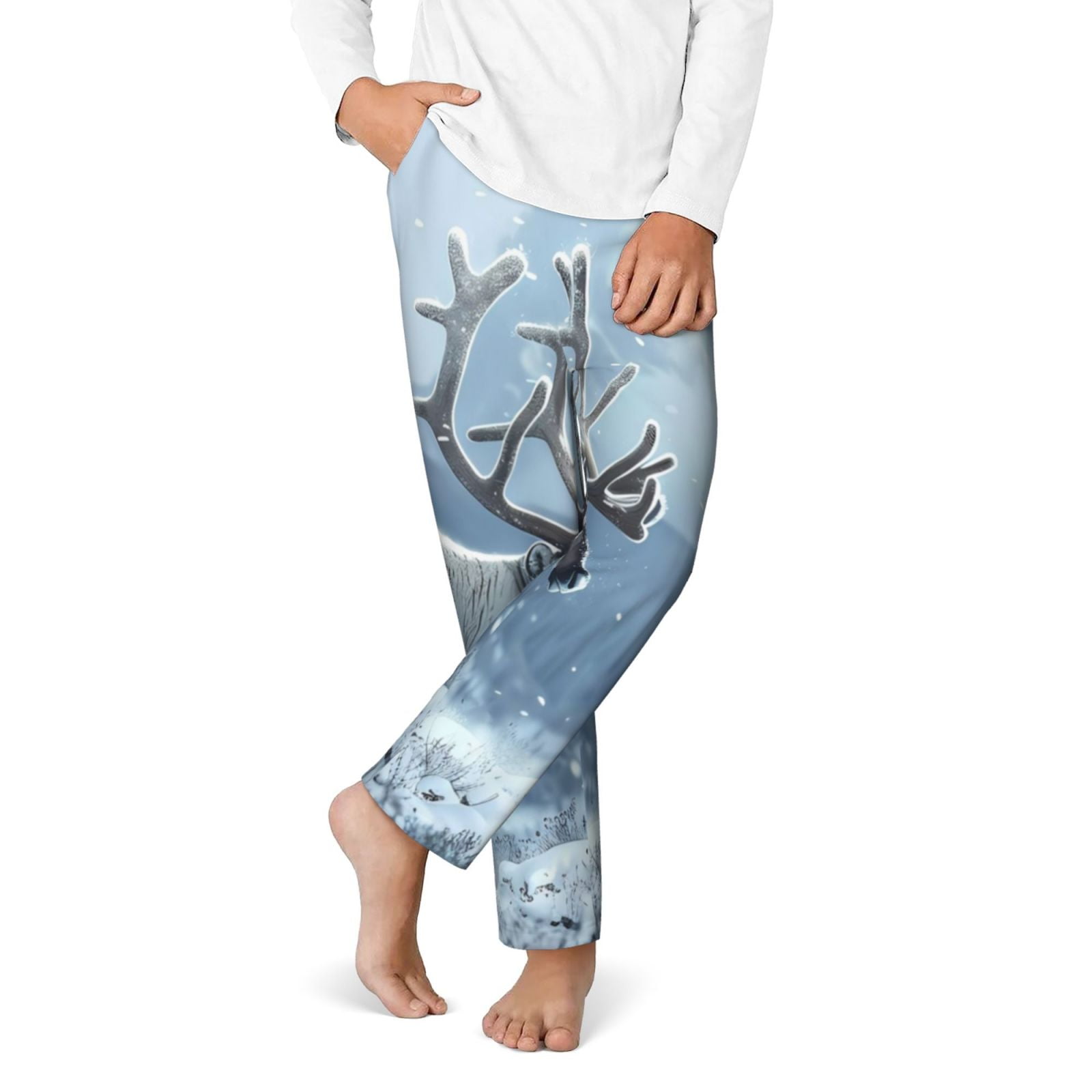 Rocae Winter Reindeer In Snowy Mountains for Teenagers' Pajama Pants ...