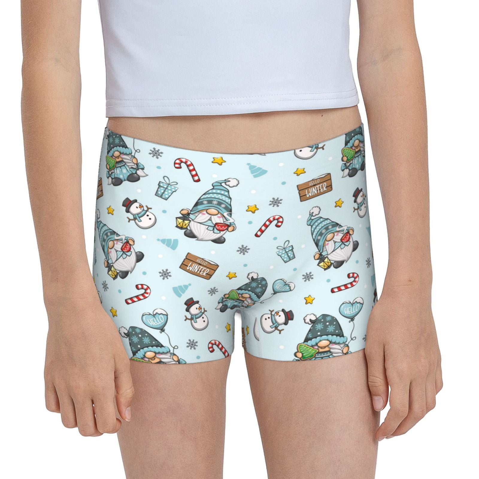 Rocae Winter Wonderland Light Blue for Girls' Cotton Boxer Briefs, Soft ...