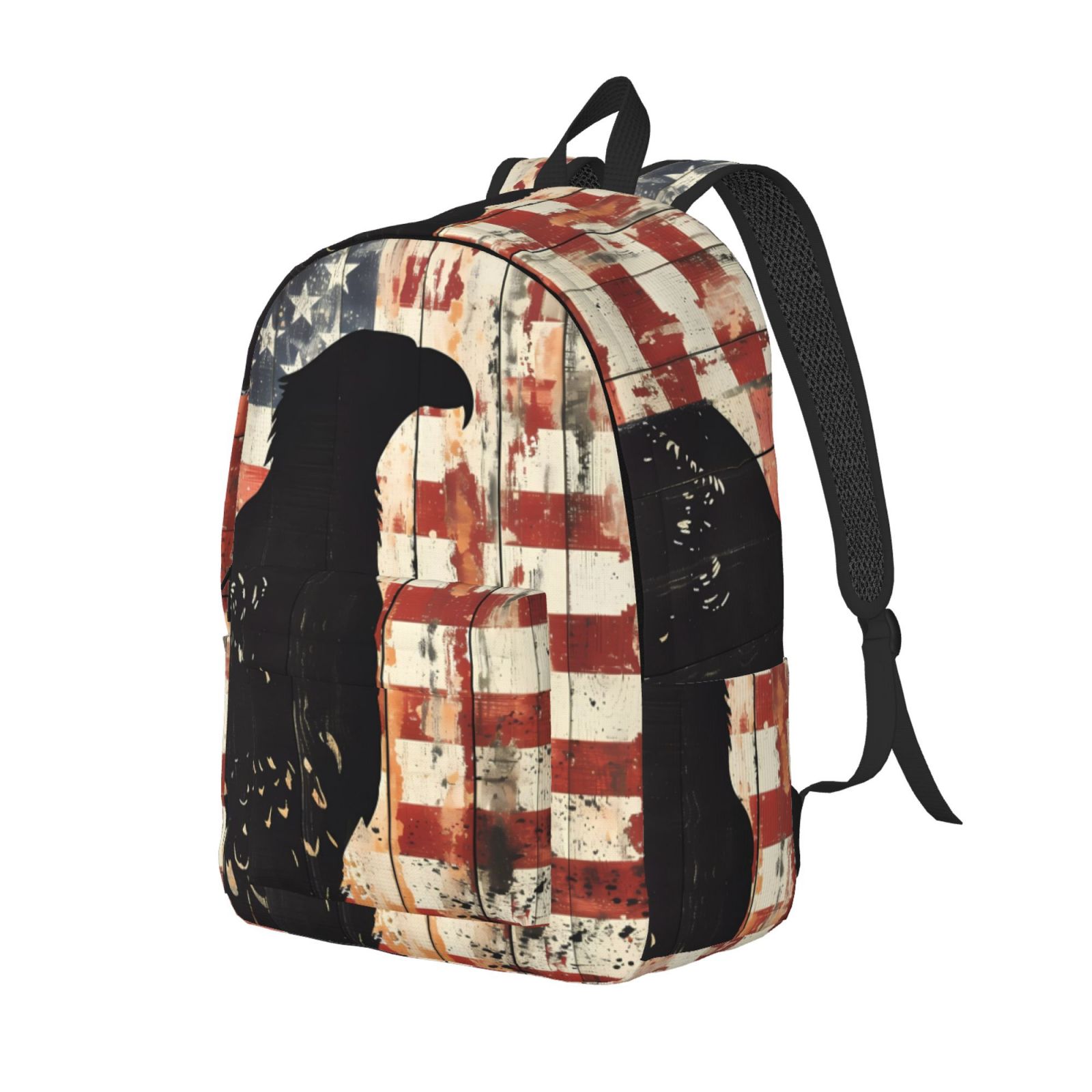 Rocae Wood Grain Bald Eagle for Canvas College Laptop Backpack for Men ...