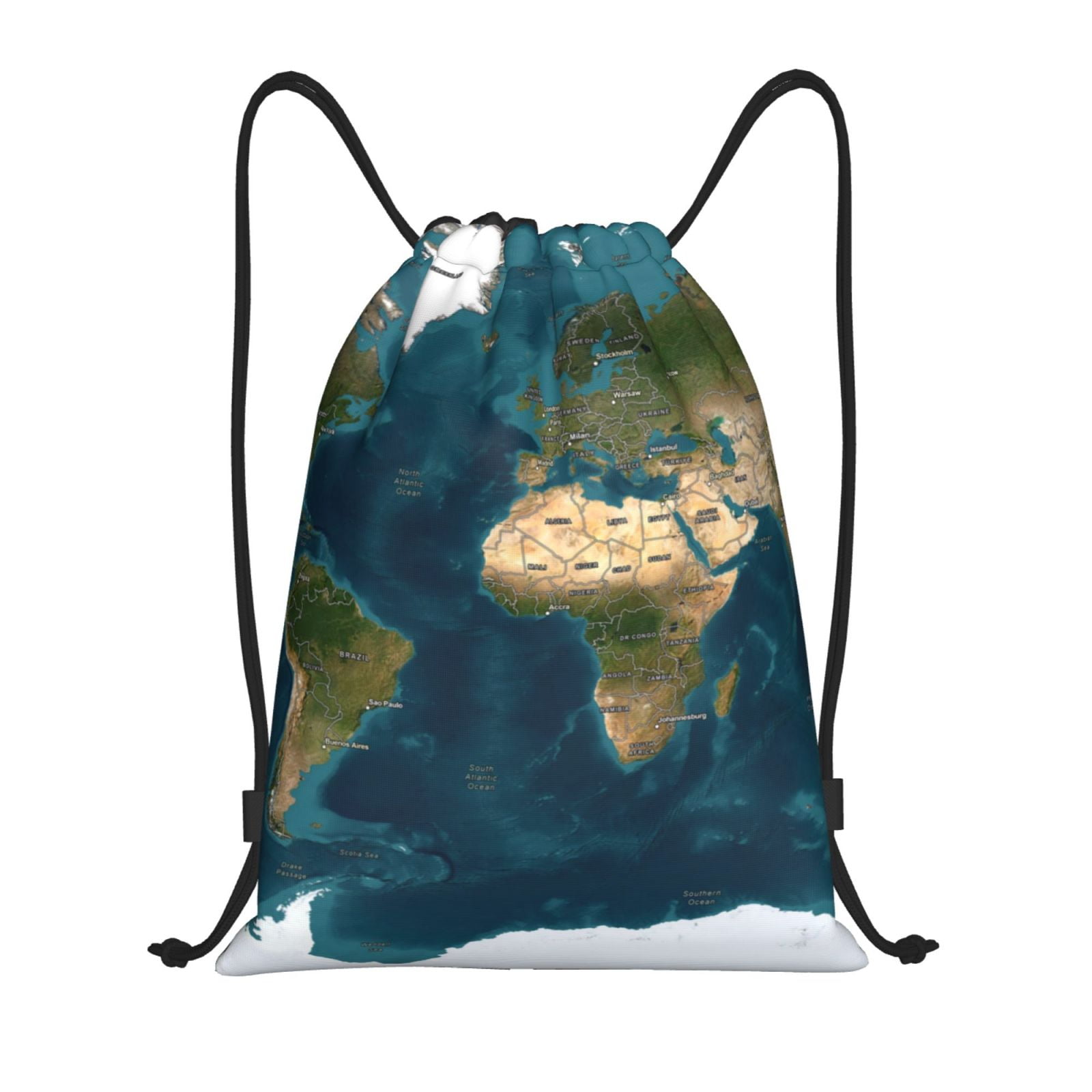 Rocae World Map for Gym Bag Drawstring Bags Gym Backpack for Gym ...