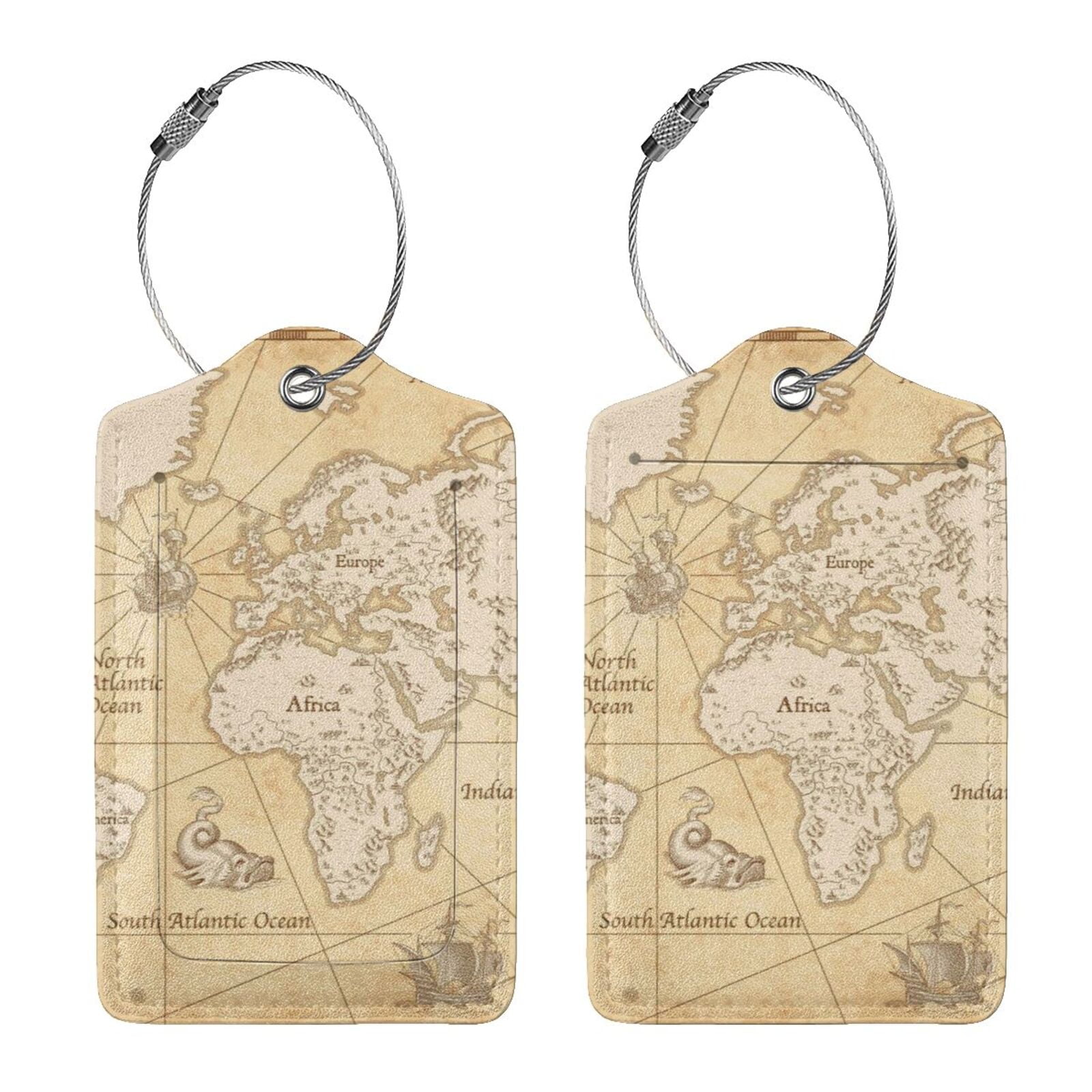 Rocae World Map for Leather Luggage Baggage Tags ID Label Privacy Cover ...