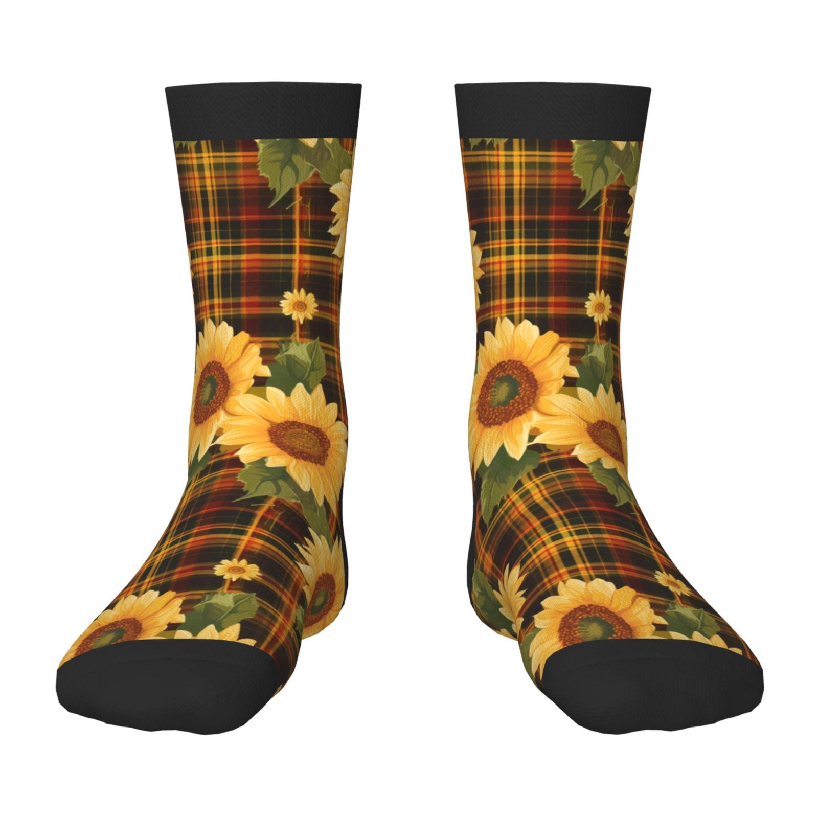 Rocae Yellow Black Plaid Sunflower for Girls Boys Crew Socks,Children's ...