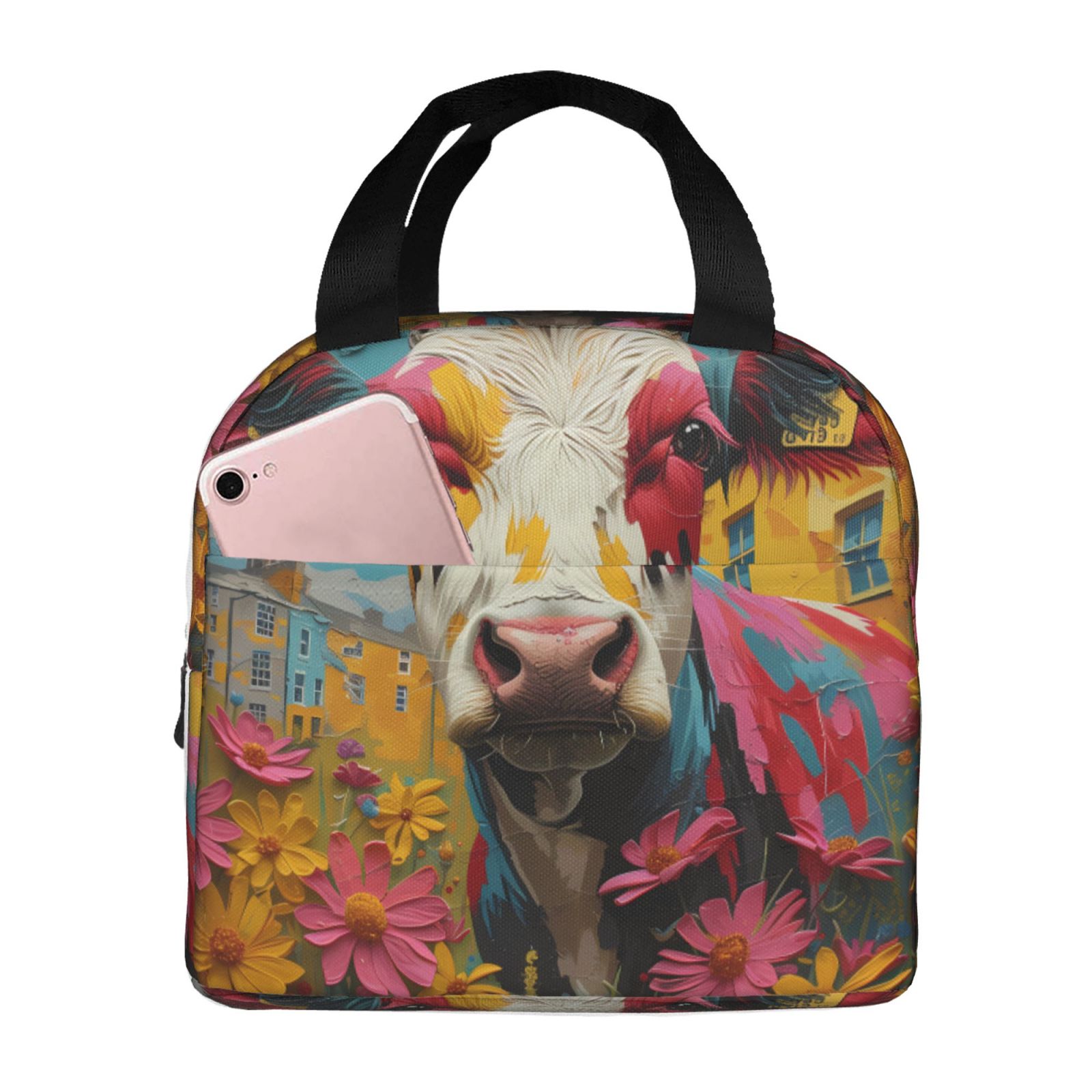 Rocae Yellow Daisy Cow for Insulated Lunch Bag for Women Men,Large ...