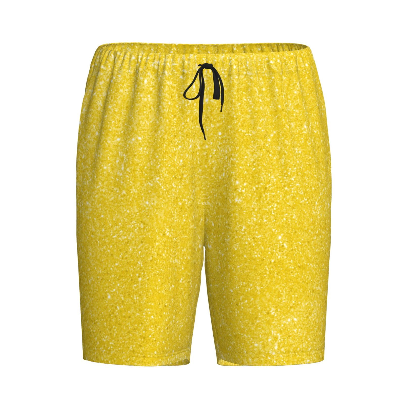 Rocae Yellow Glitter for Men's Soft Sleep Pajama Shorts, Waistband and ...