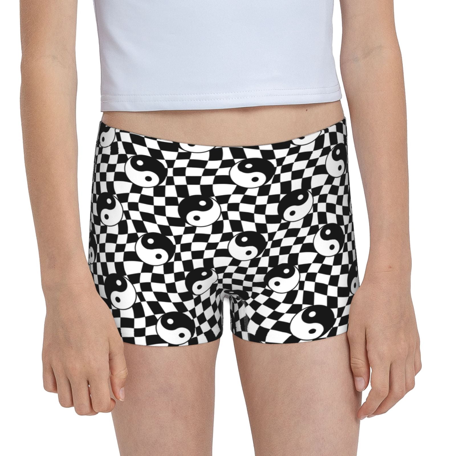 Rocae Ying Yang Checkered for Girls' Cotton Boxer Briefs, Soft Mid-rise ...